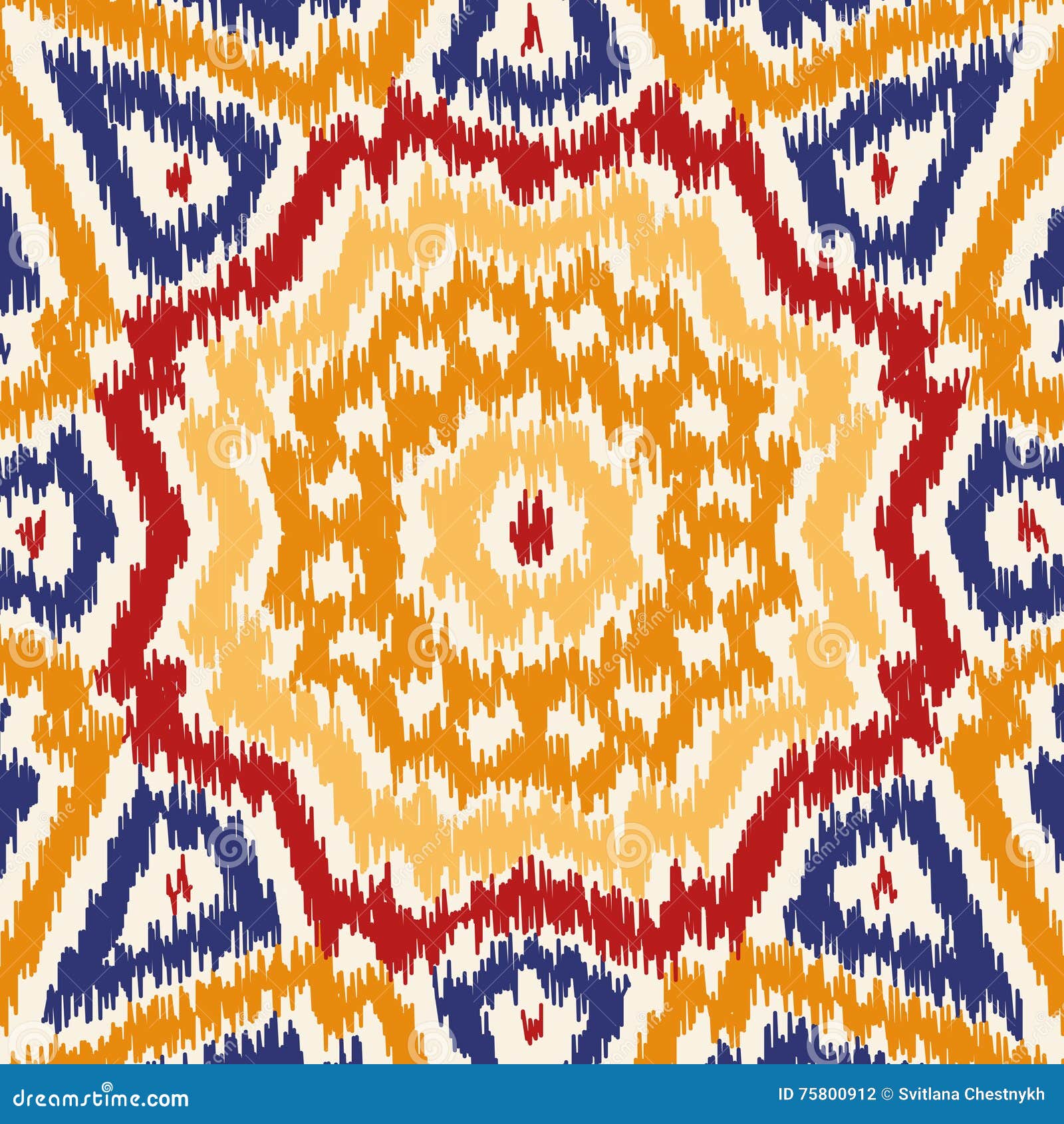 Seamless Geometric Pattern, Ikat Fabric Style. Stock Vector ...