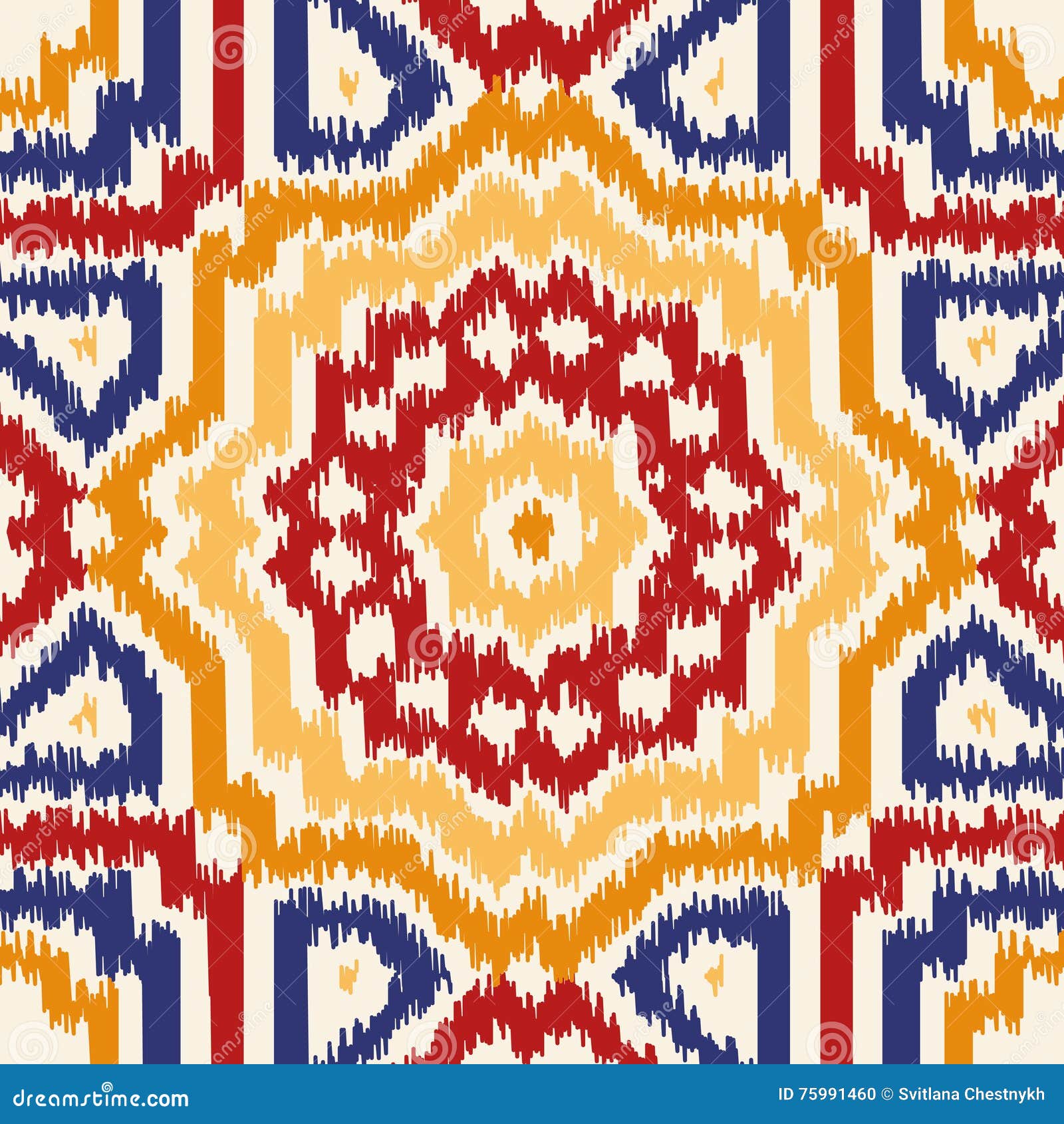 Seamless Geometric Pattern, Ikat Fabric Style. Stock Vector ...