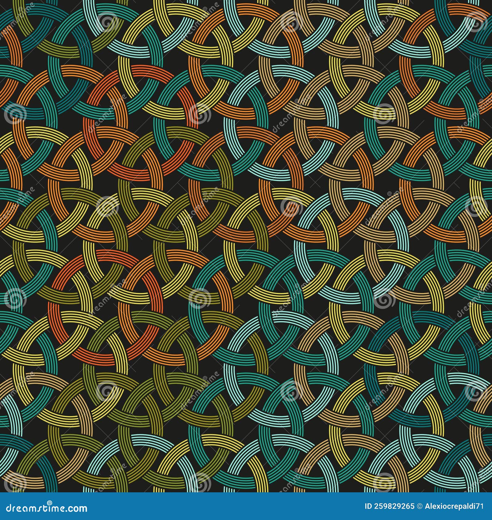 Seamless Geometric Pattern. Interlaced Multicolored Rings. Vector ...