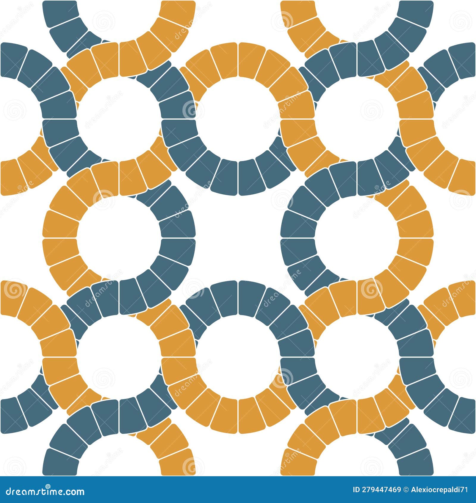 Seamless Geometric Pattern with Interlaced Wavy Lines in Green and Yellow on a White Background ...