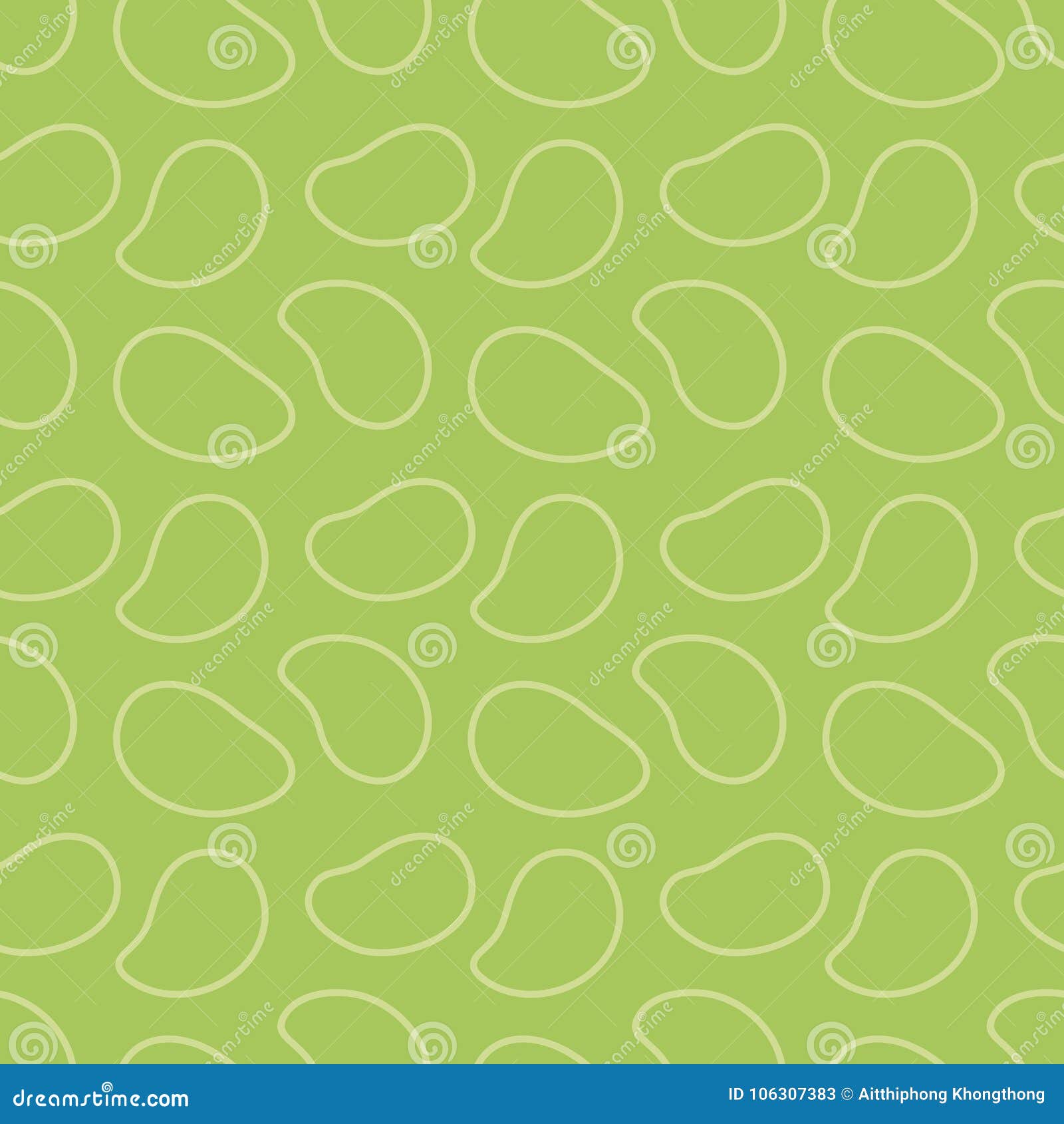 Seamless Geometric Pattern, Outline of Mango on Green Background ...