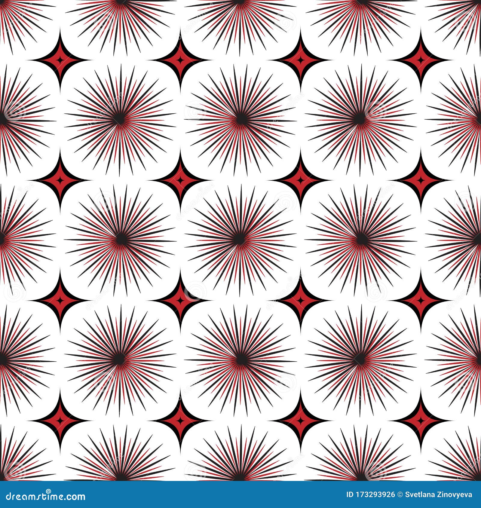 Seamless Geometric Pattern with Red and Black Stars Stock Vector ...