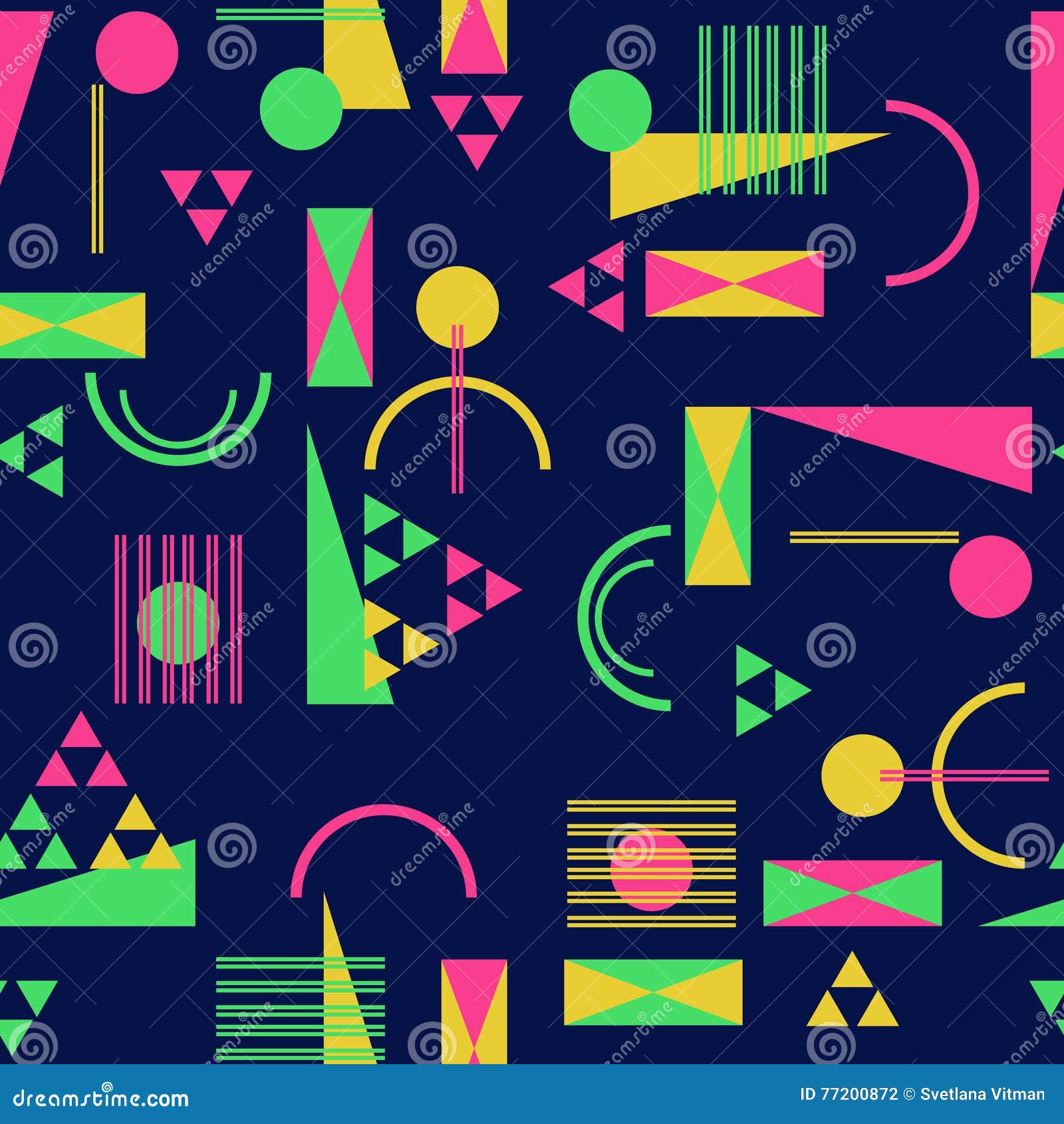 Seamless Geometric Pattern in Retro 80s Style Stock Illustration ...