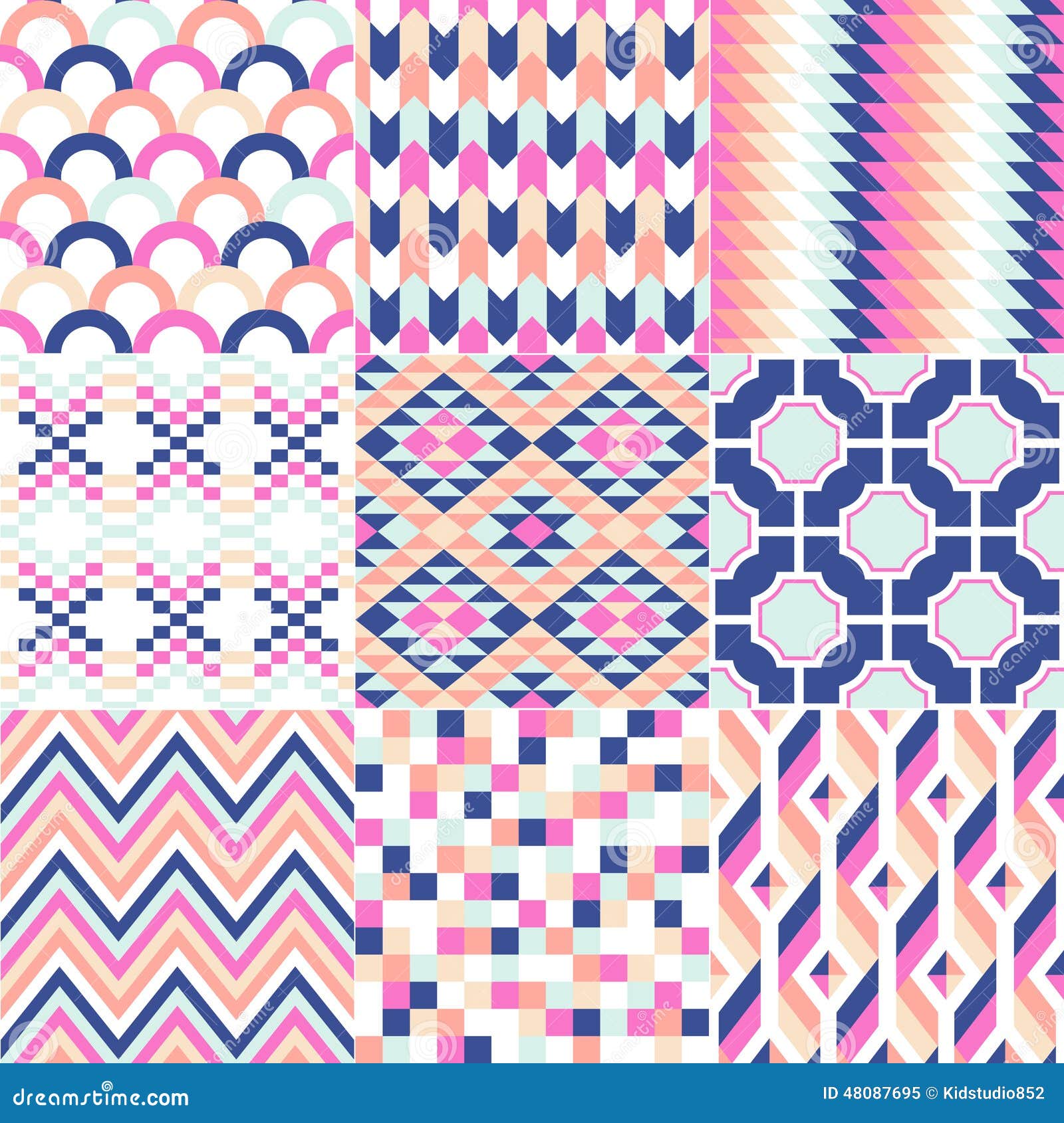 Seamless Geometric Pattern Set Stock Vector - Illustration of chevron ...