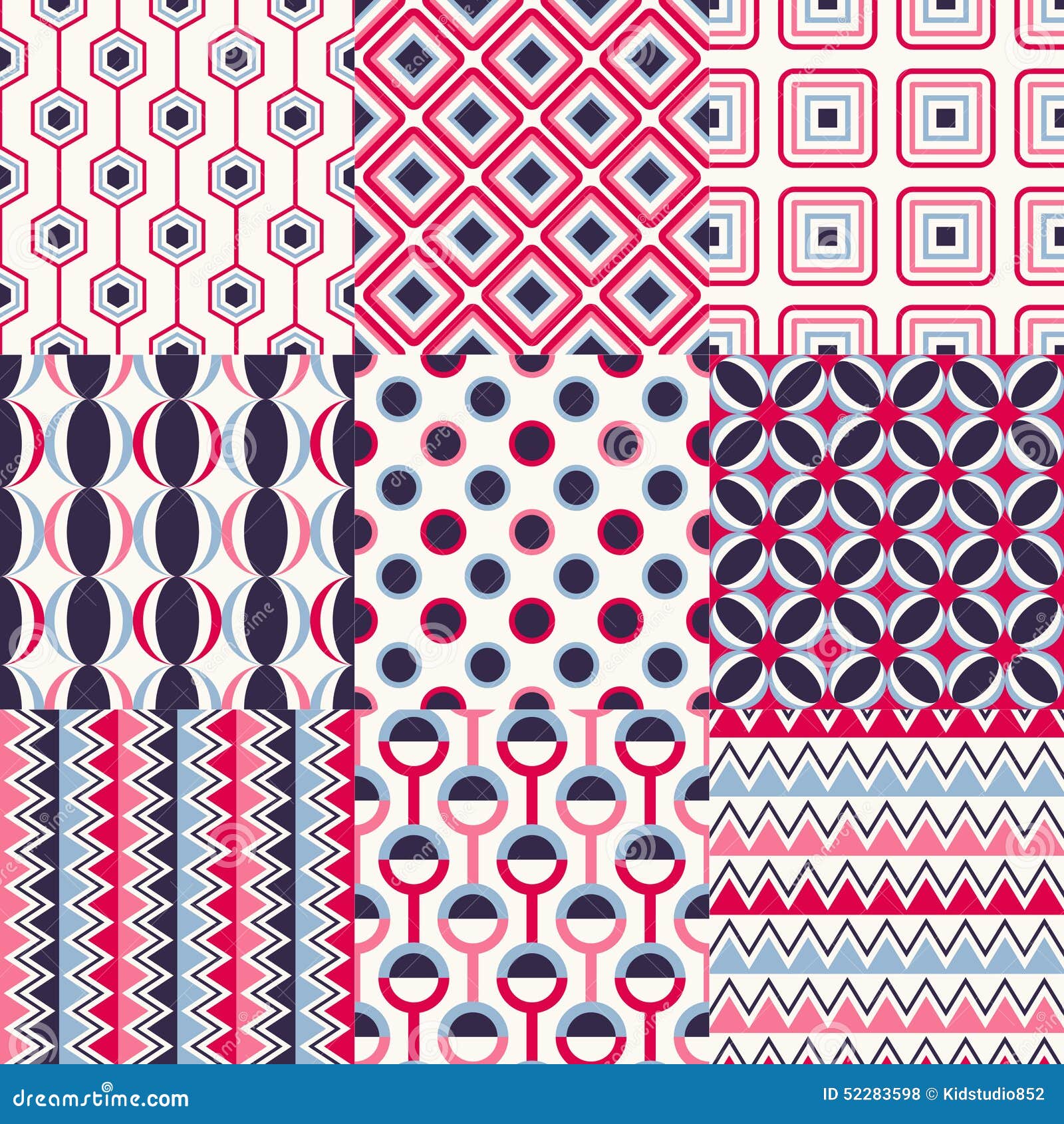 Seamless Geometric Pattern Set Stock Vector - Illustration of pattern ...