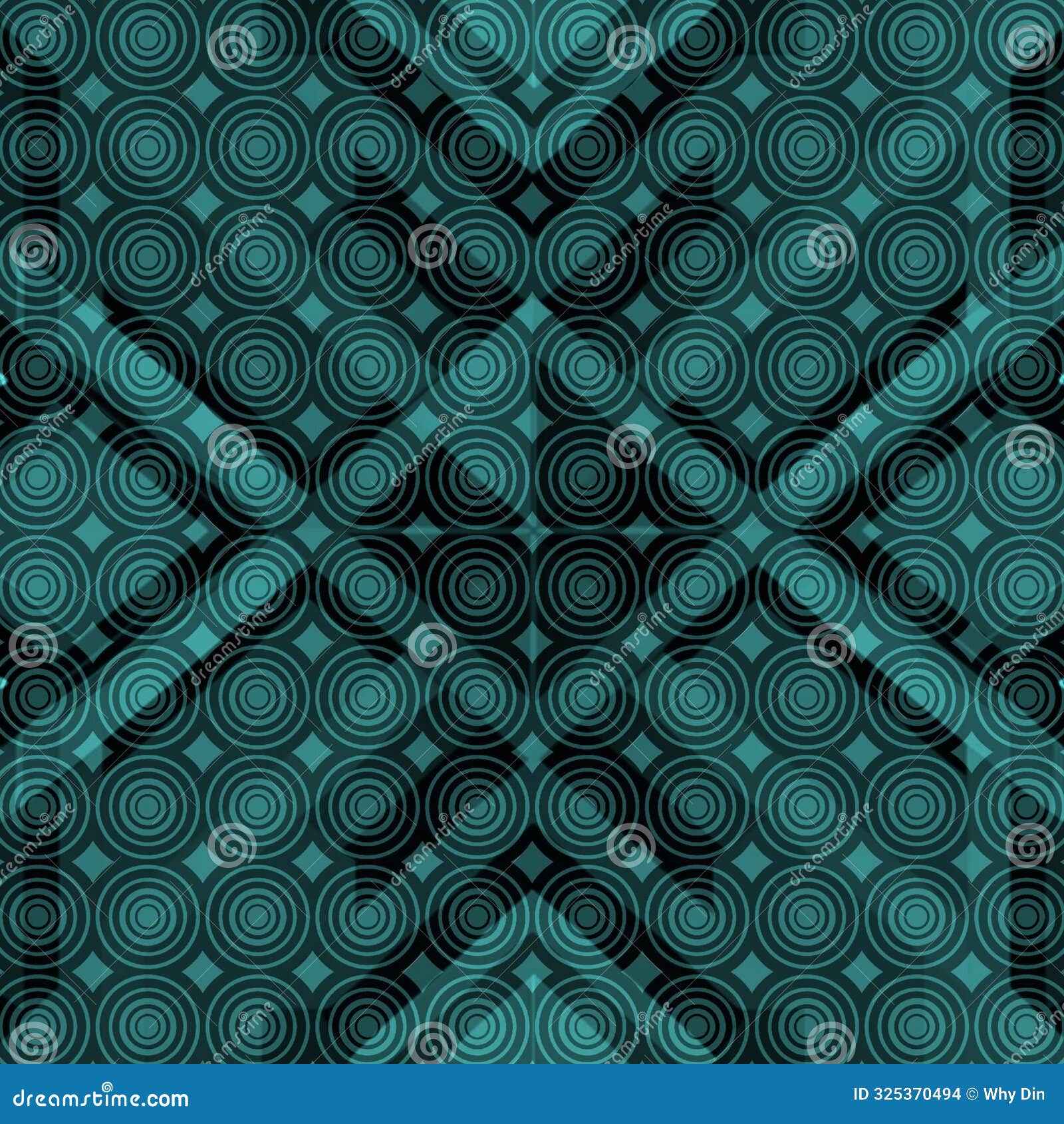 A Seamless Geometric Pattern with Teal Concentric Circles and Diamond ...