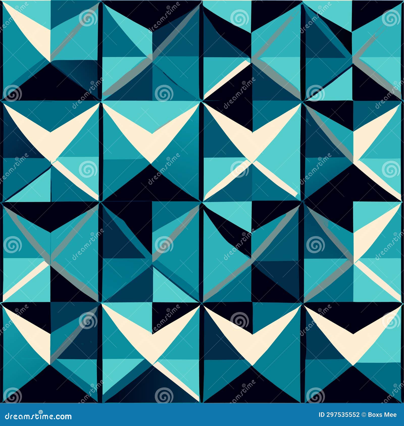 Seamless Geometric Pattern with Triangles in Blue Colors. Vector ...