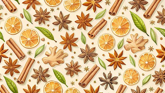 A Seamless Geometric Pattern Using Chai Ingredients Stock Illustration ...