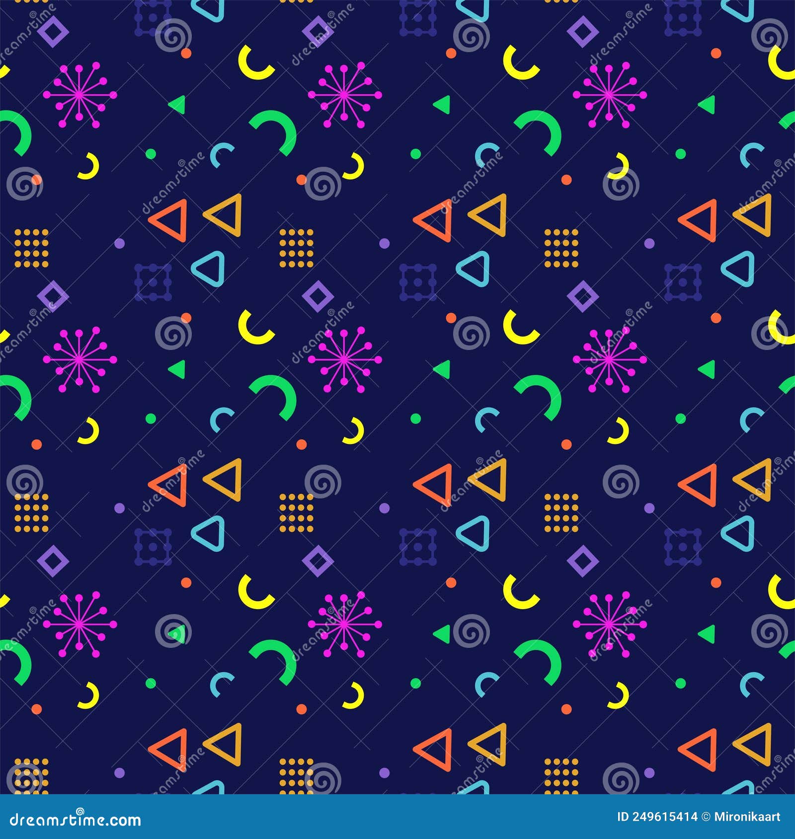 Seamless Geometric Pattern Vector Illustration. Various Colorful Shapes ...