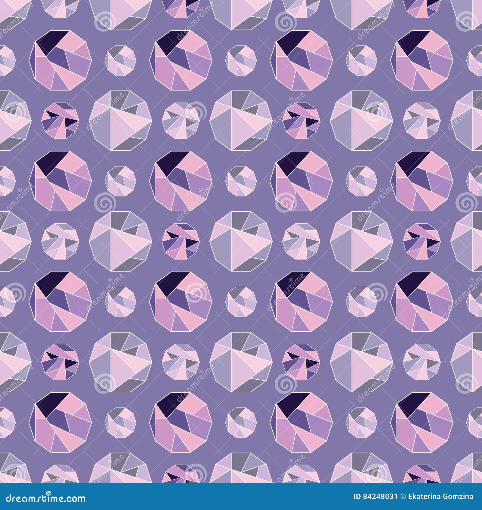 Seamless Geometric Pattern with Violet and Lilac Crystals of Gentle ...