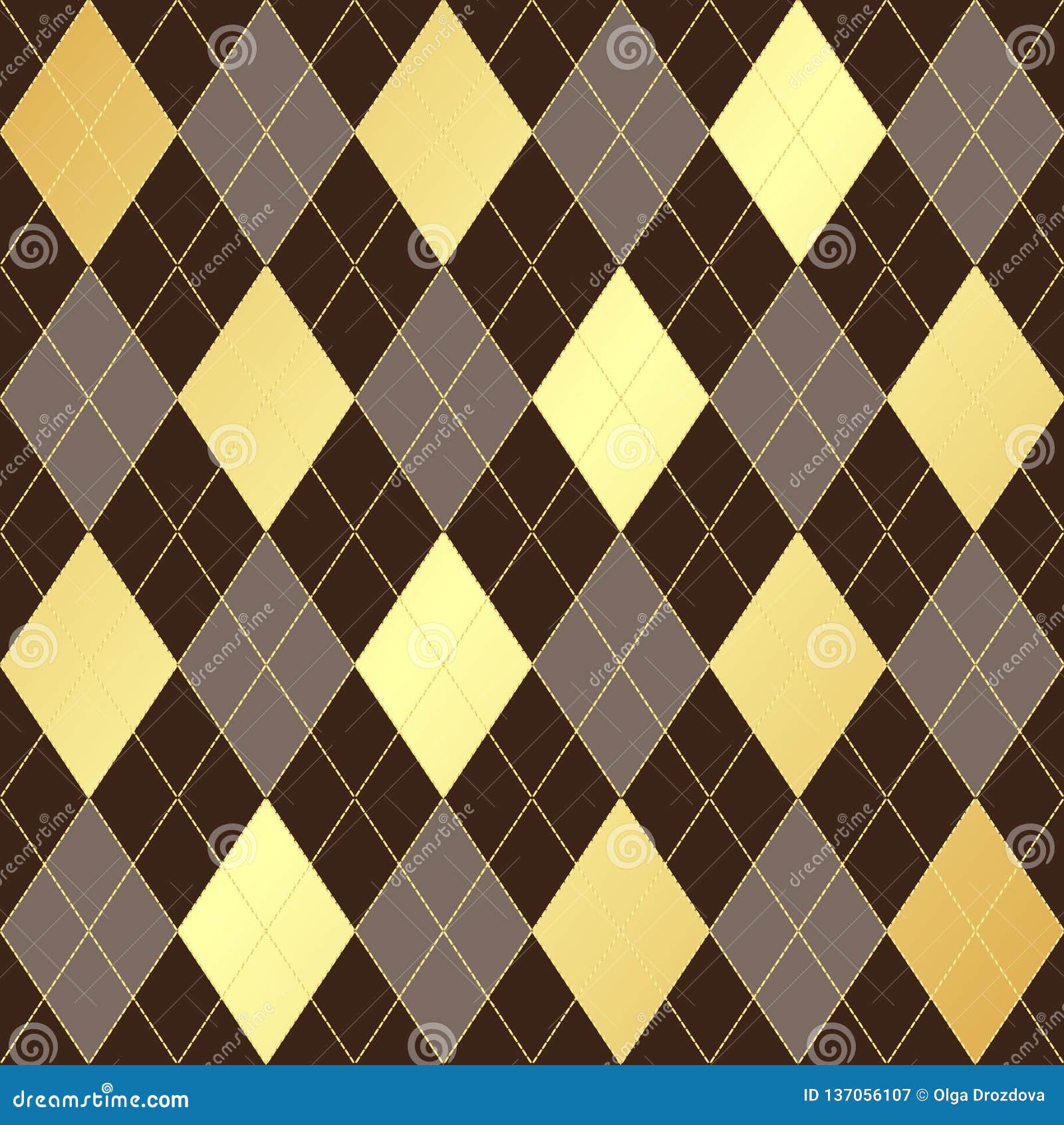 Seamless Geometric Pattern with Golden and Brown Rhombuses Stock ...