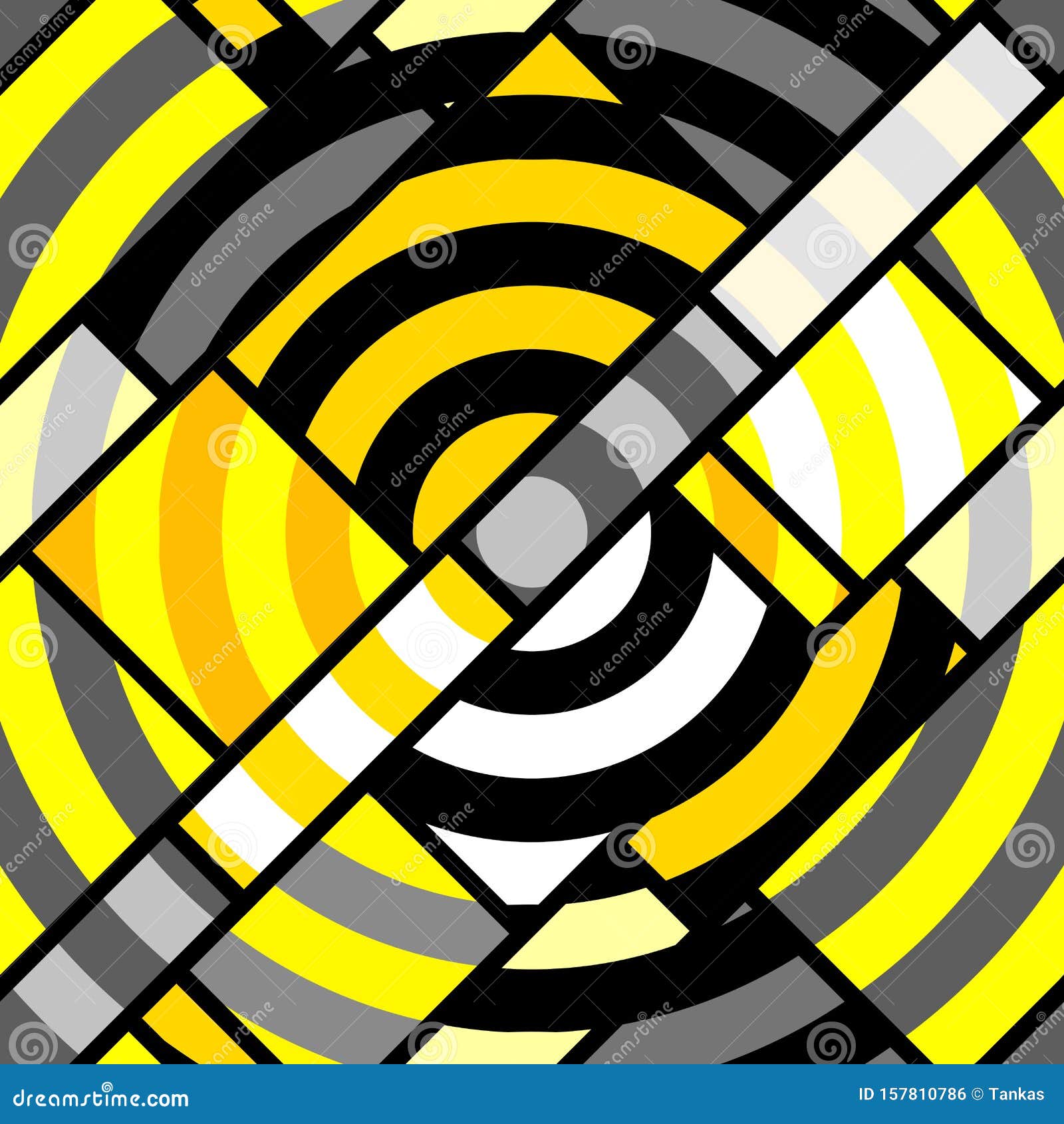 Yellow Geometric Pattern in a Patchwork Collage Style. Stock Vector ...