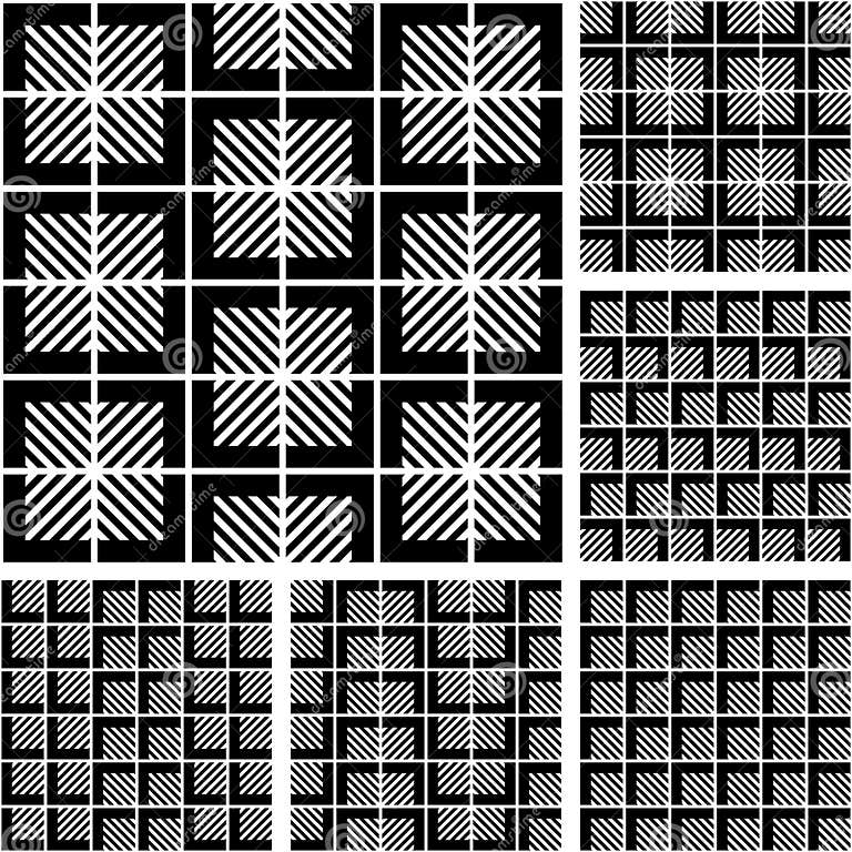 Seamless Geometric Patterns Set. Stock Vector - Illustration of simple ...