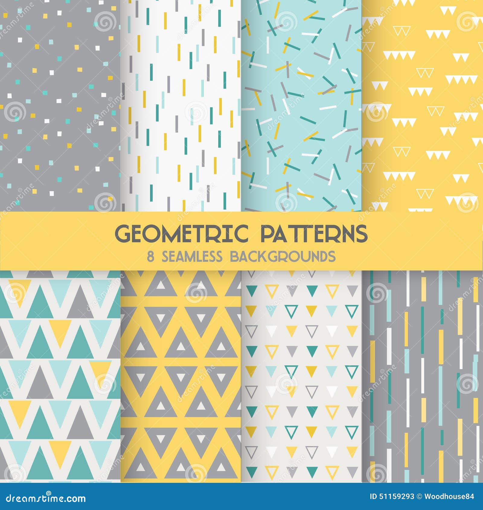 8 Seamless Geometric Patterns Stock Vector - Illustration of shape ...