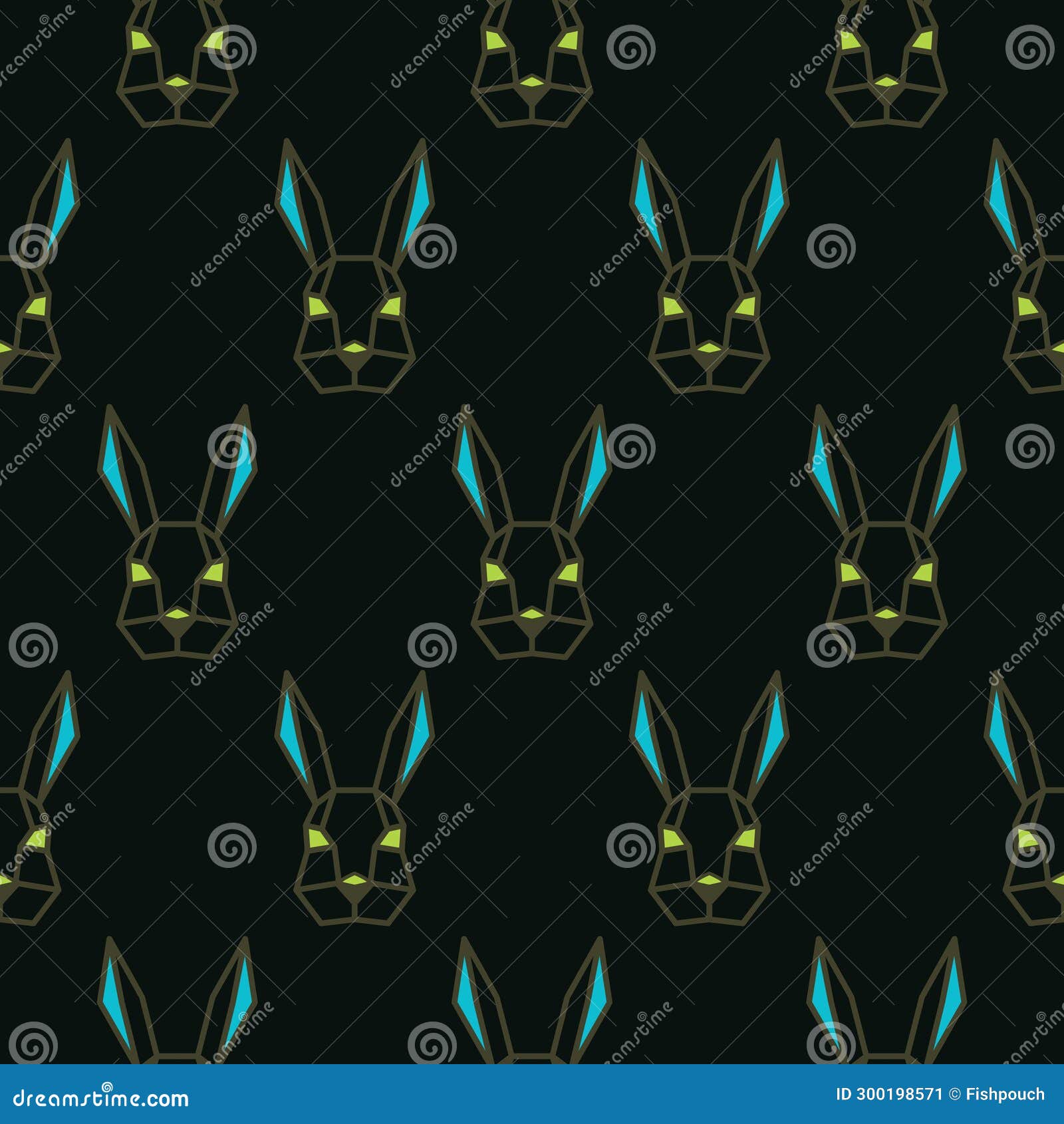 Seamless Geometric Rabbit Black Pattern. Stylish Bunny Background for ...