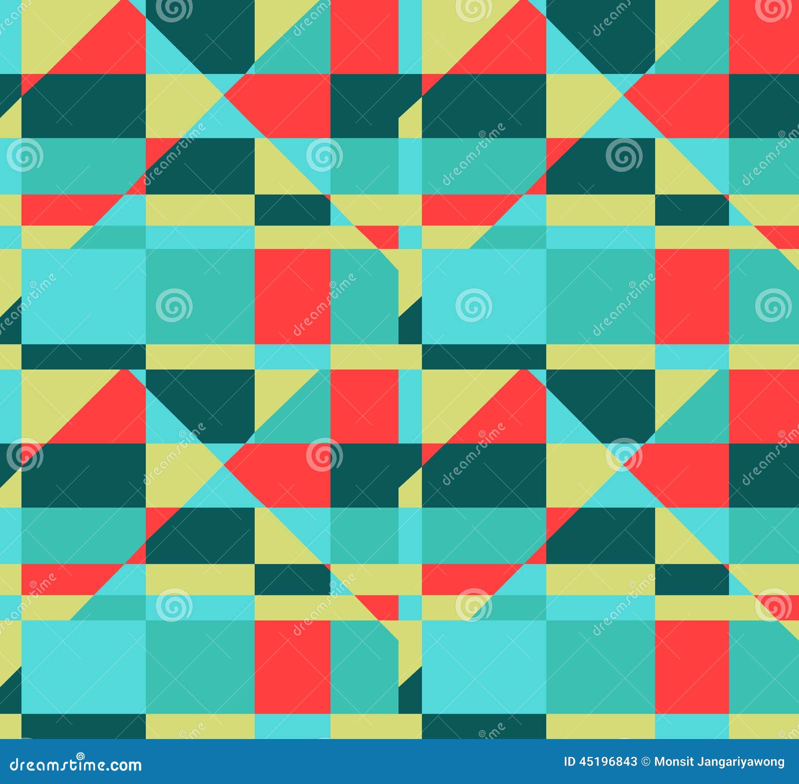 Seamless Geometric Red Yellow Blue Color Pattern Background Stock ...