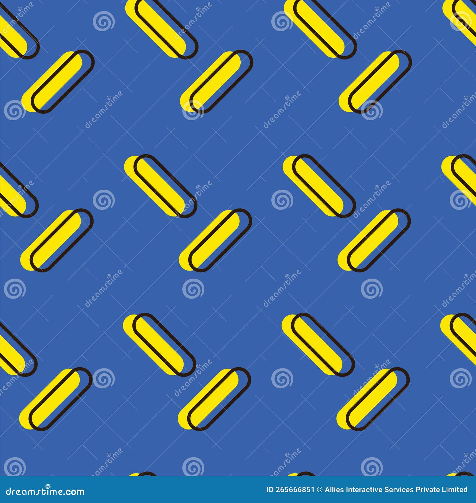 Seamless Geometric Rounded Rectangle Pattern Background in Blue and Yellow Stock Illustration ...