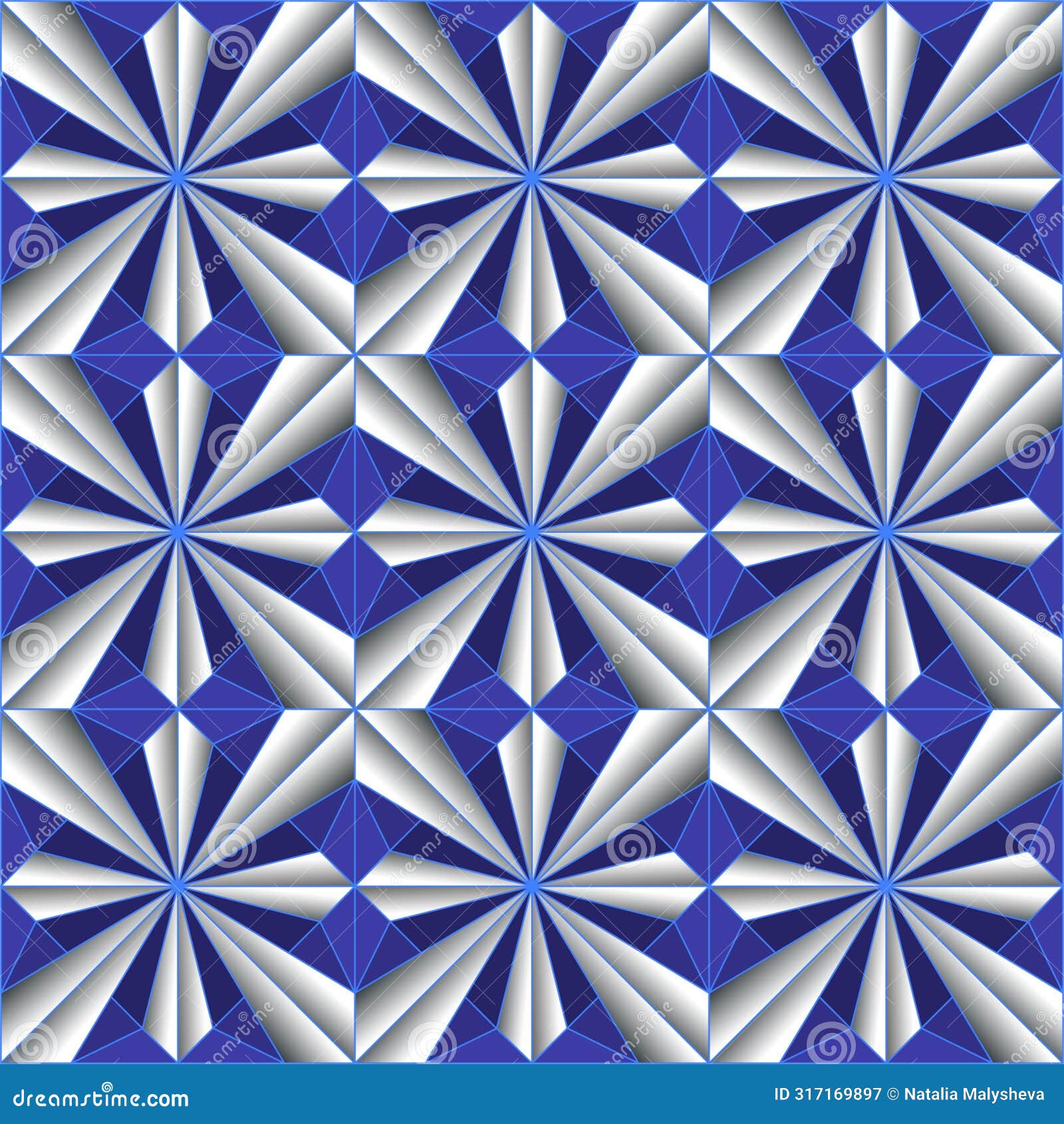 Seamless Geometric Square Repeating Mosaic. Blue Grey Decorative ...