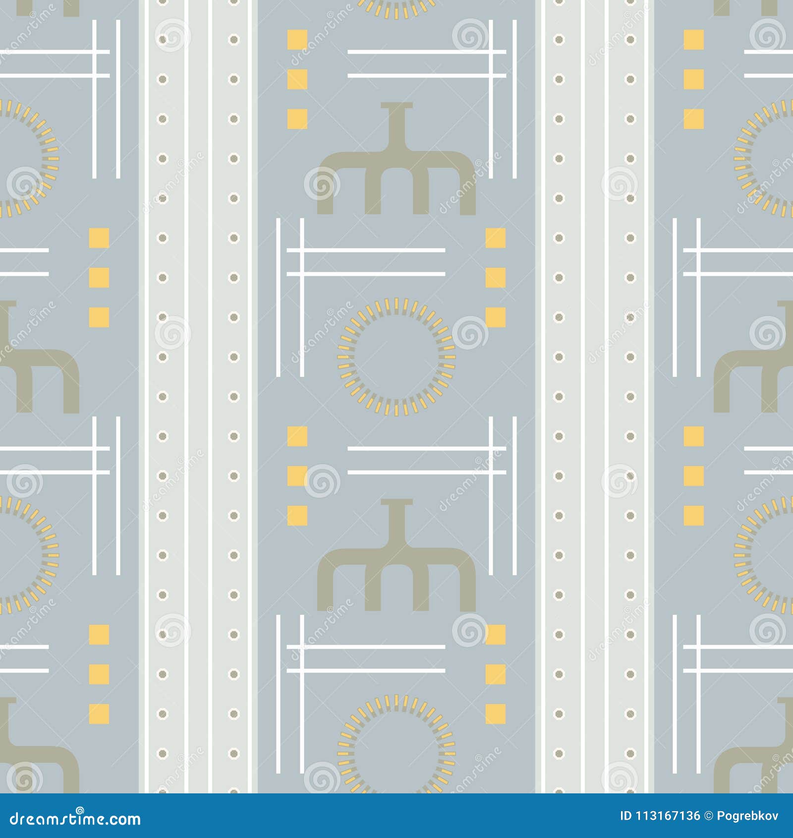 Seamless Geometric Steampunk Pattern with Mechanic Shapes Stock Vector ...