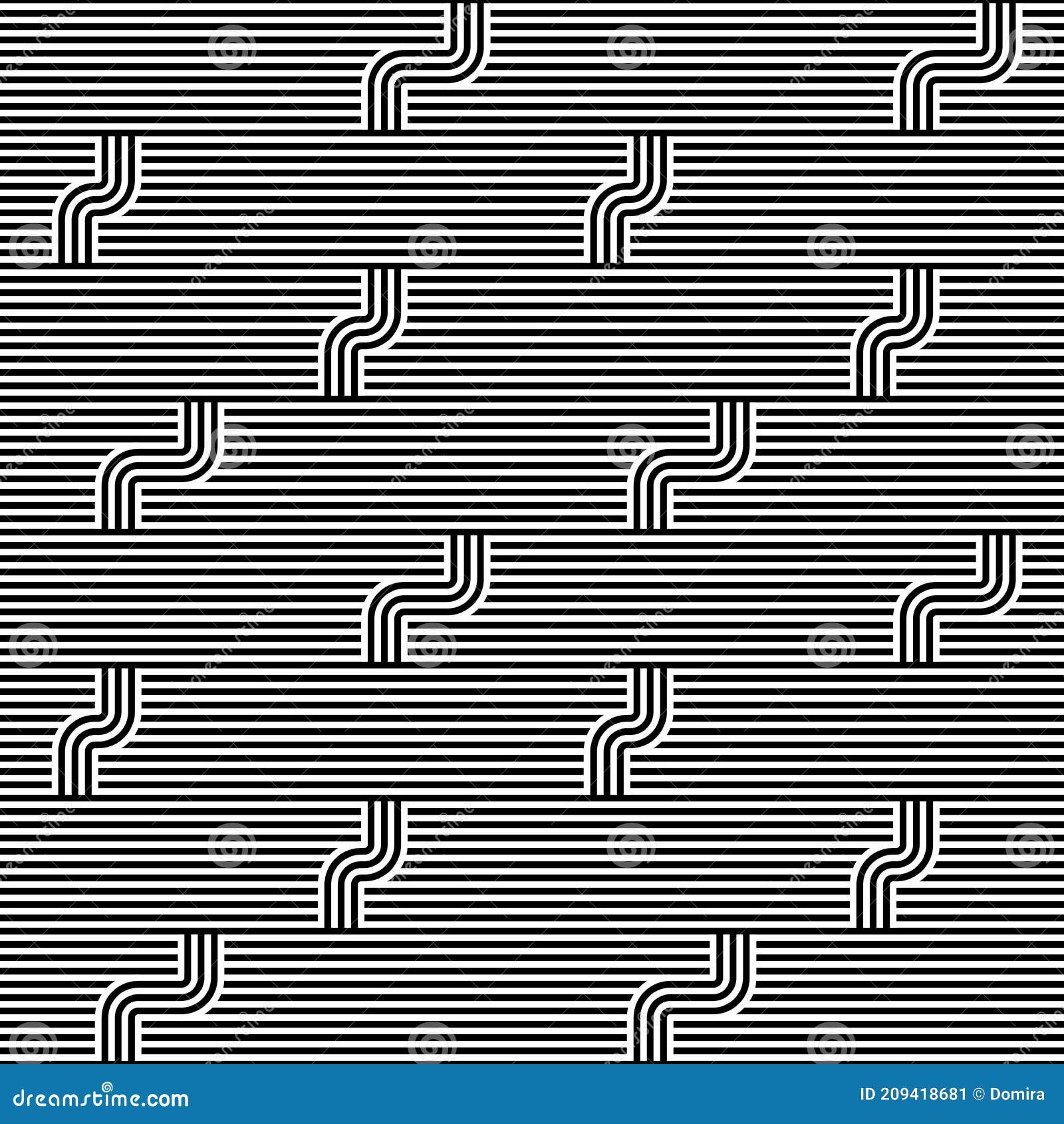 Seamless Geometric Striped Pattern. Monochrome Striped Loopy Ribbon ...