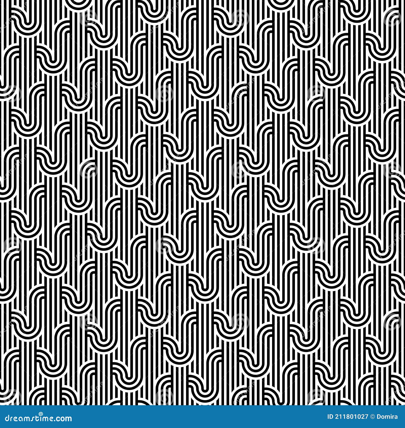 Seamless Geometric Striped Pattern. Monochrome Striped Loopy Ribbon ...