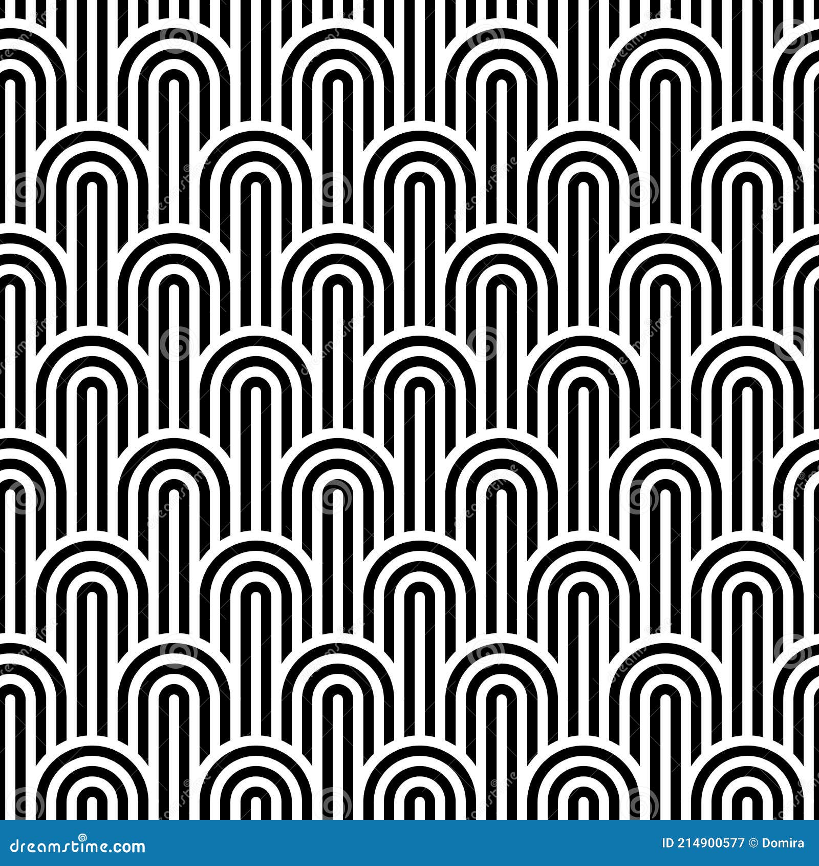 Seamless Geometric Striped Pattern. Monochrome Striped Loopy Ribbon ...