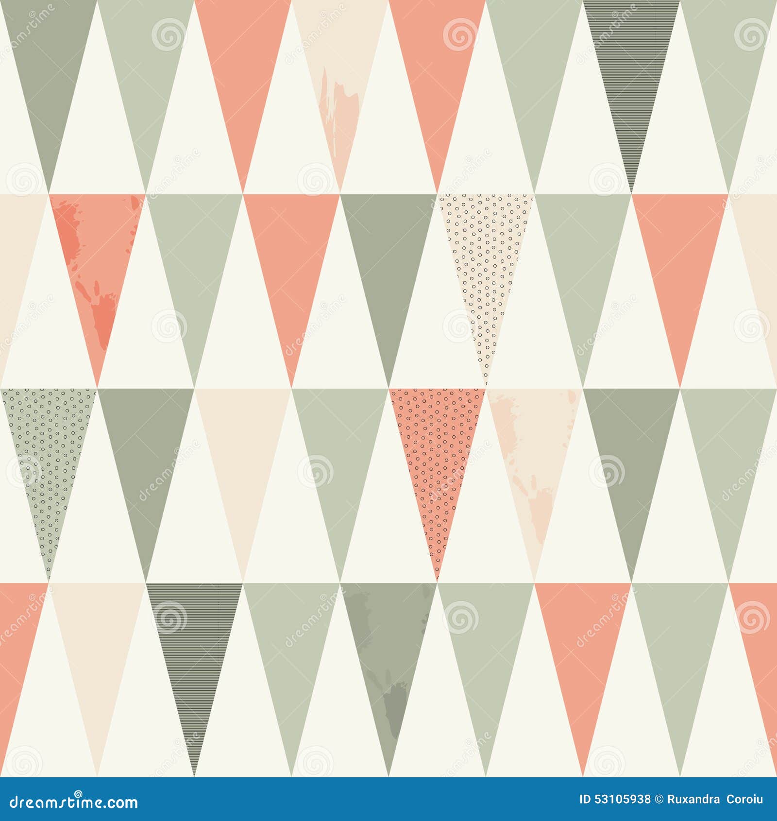 Seamless Geometric Texture with Peach-Pink and Grey Triangles Stock ...
