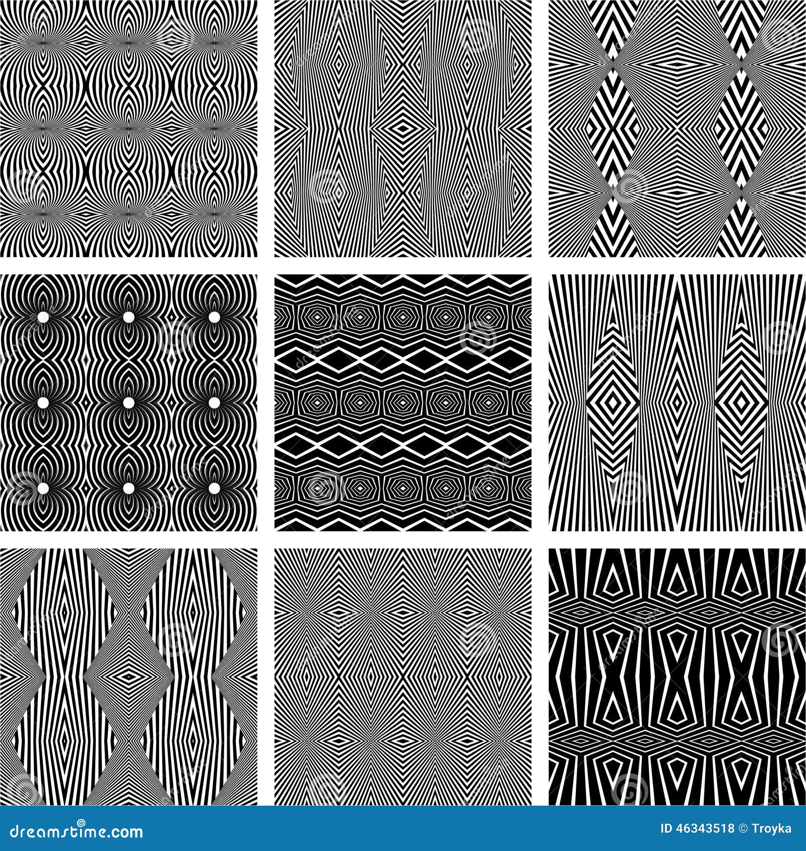 Seamless Geometric Textures Set. Stock Vector - Illustration of ...
