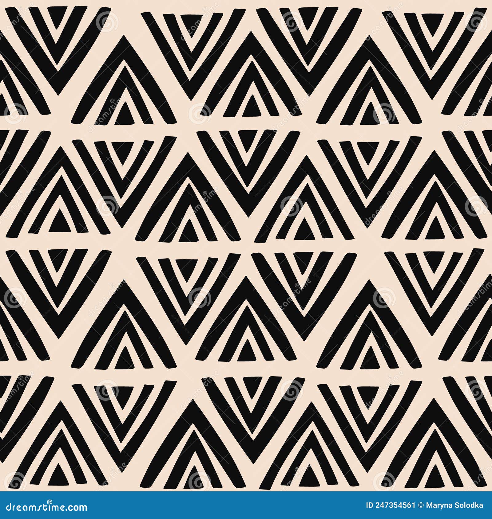 Seamless Geometric Triangle Pattern. Tribal Monochrome Texture. Great ...