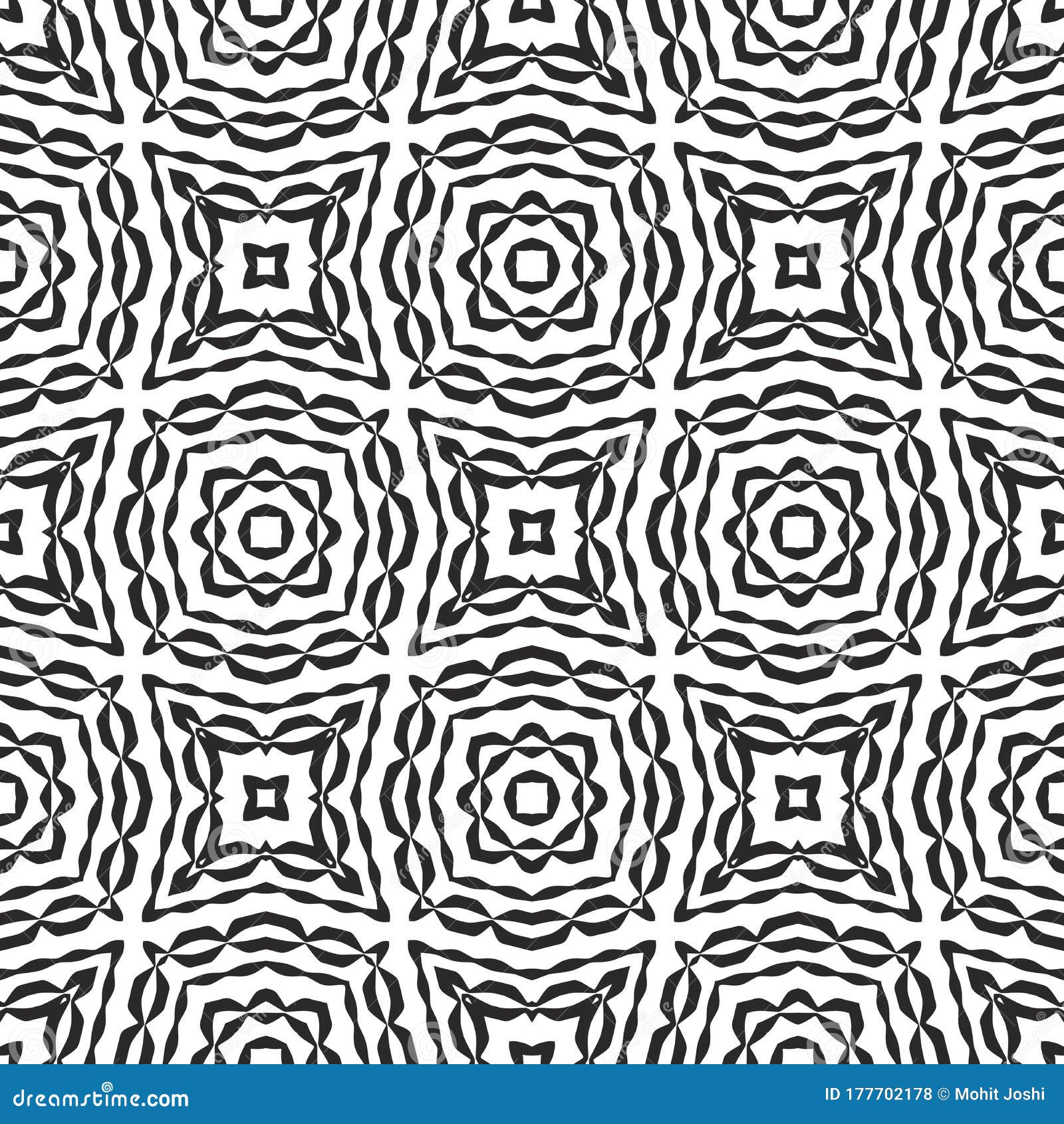 Seamless Geometric Vector Background, Black and White Circular Vector ...