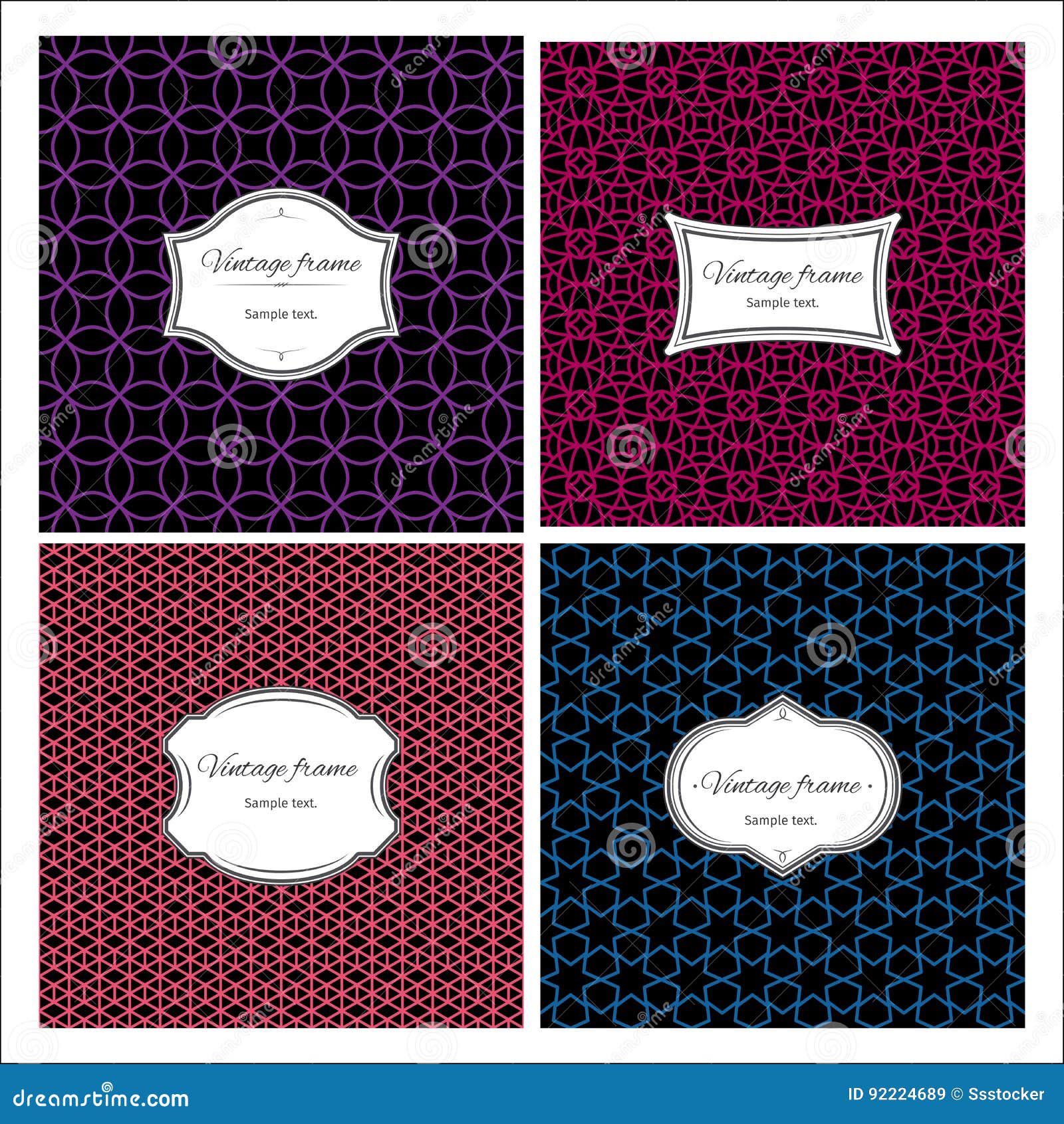 Seamless Geometric Vintage Patterns with Frame Stock Vector ...