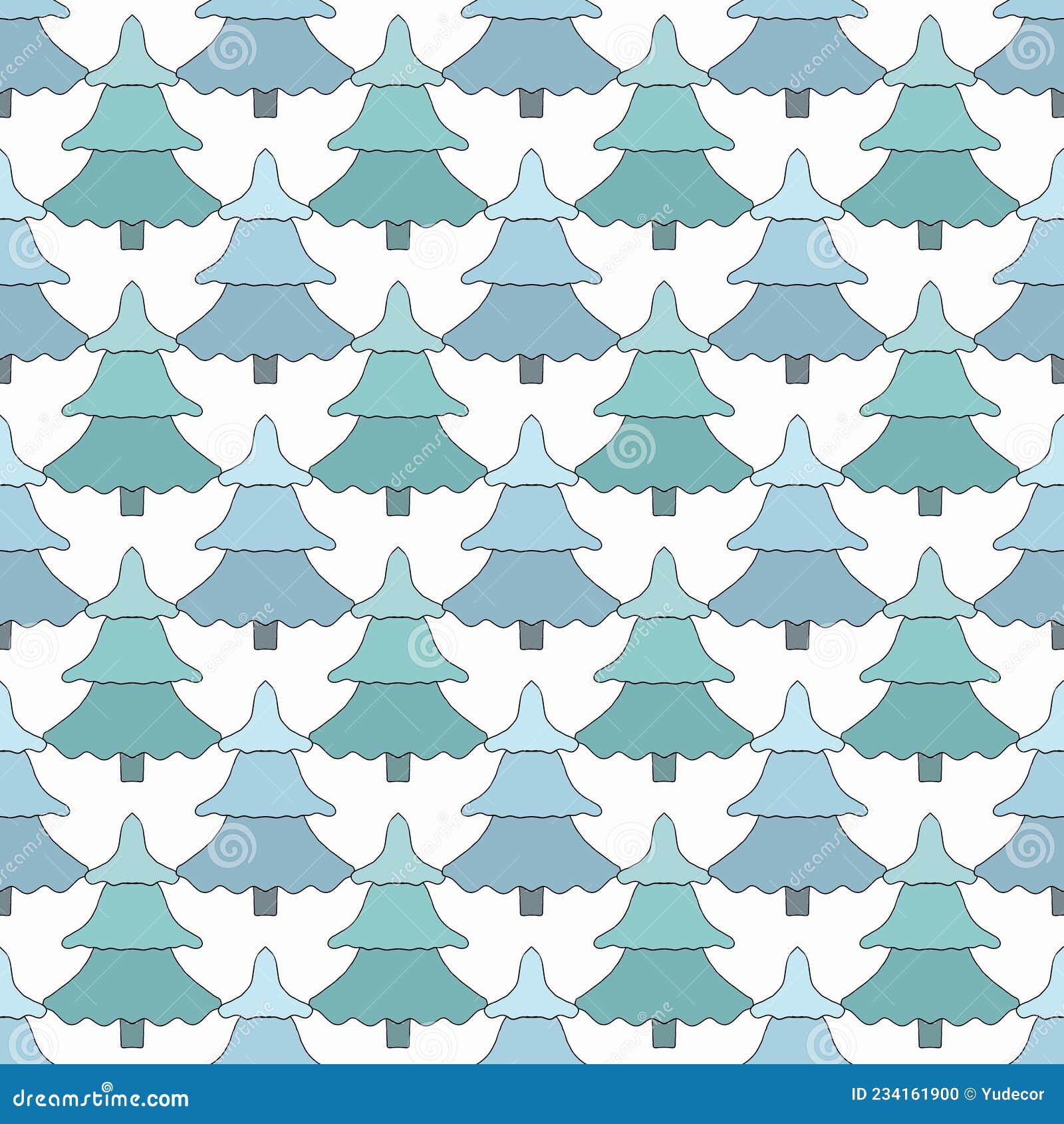 Seamless Geometric Winter Pattern. Blue Christmas Trees on a White ...