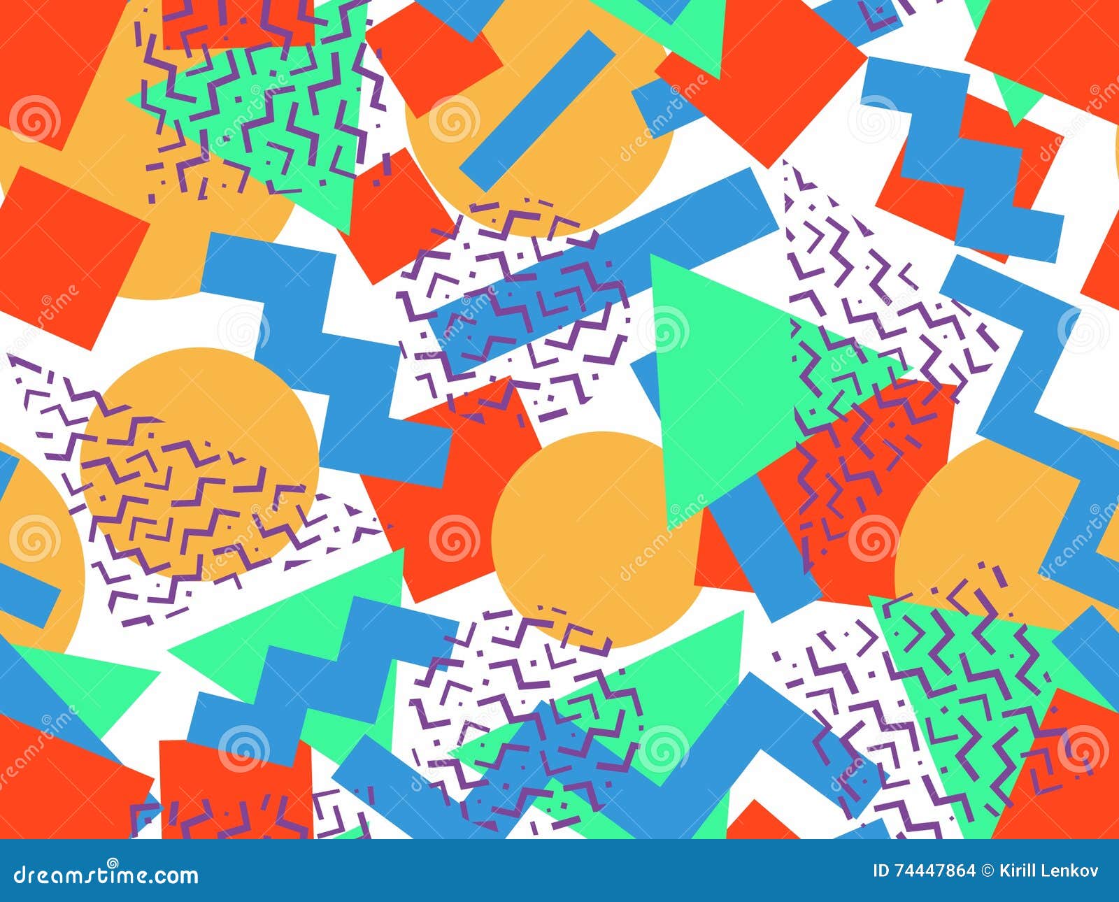 Seamless Geometrical Memphis Pattern Stock Vector - Illustration of ...