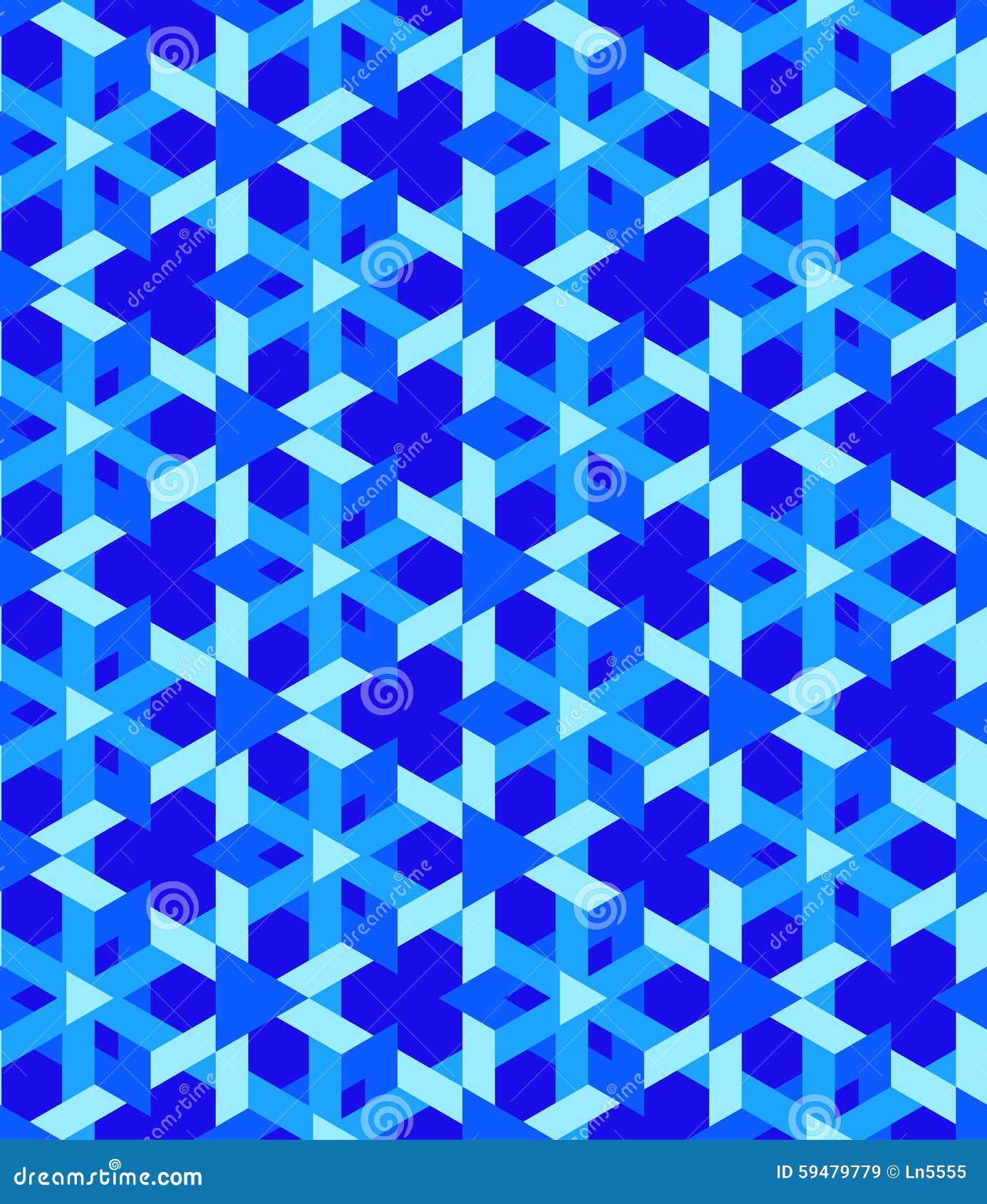 Seamless Geometrical Pattern of Blue Shades Triangles Stock Vector ...