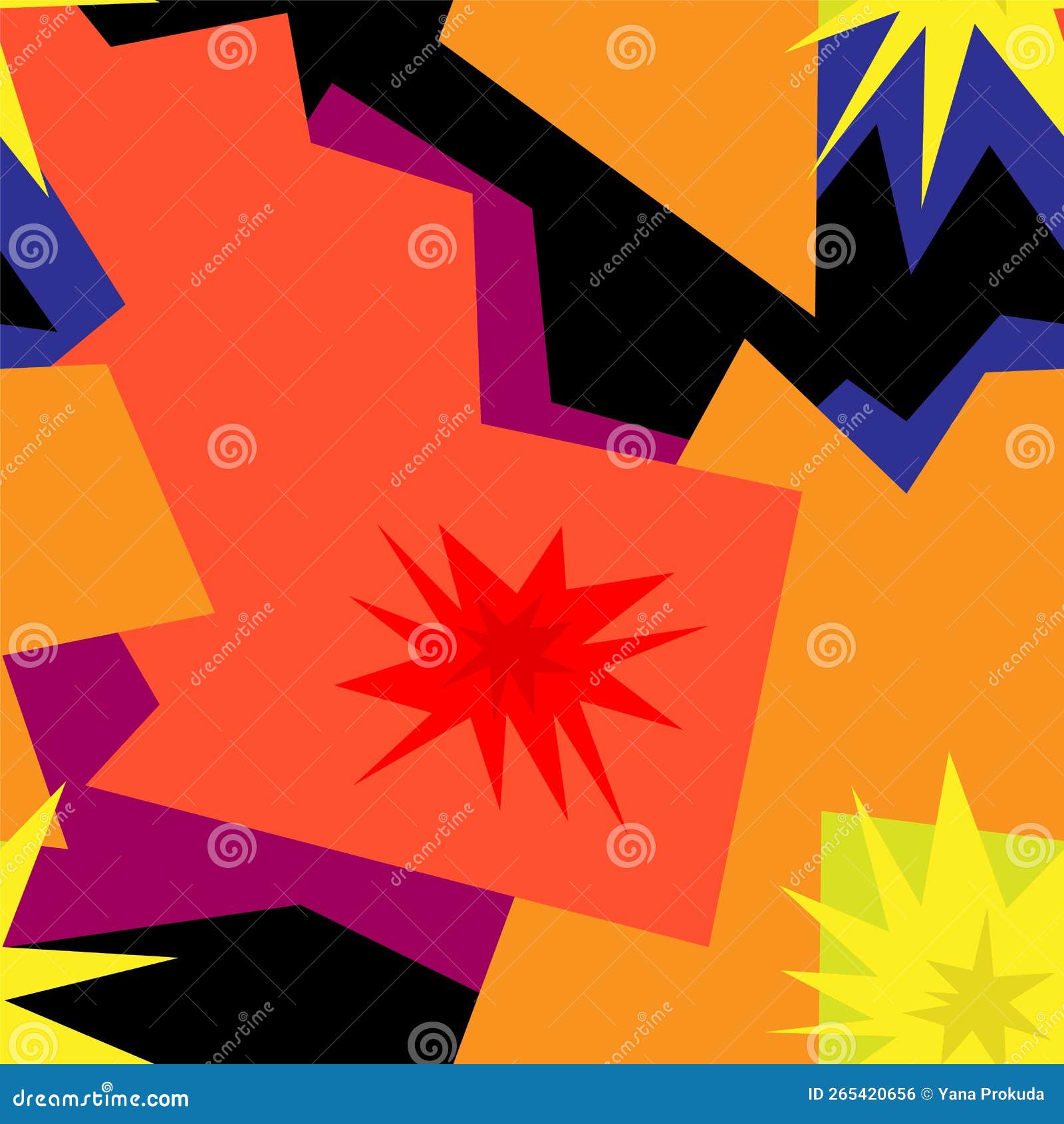 Seamless Geometry Pattern with Curved Elements and Stars Stock Vector ...