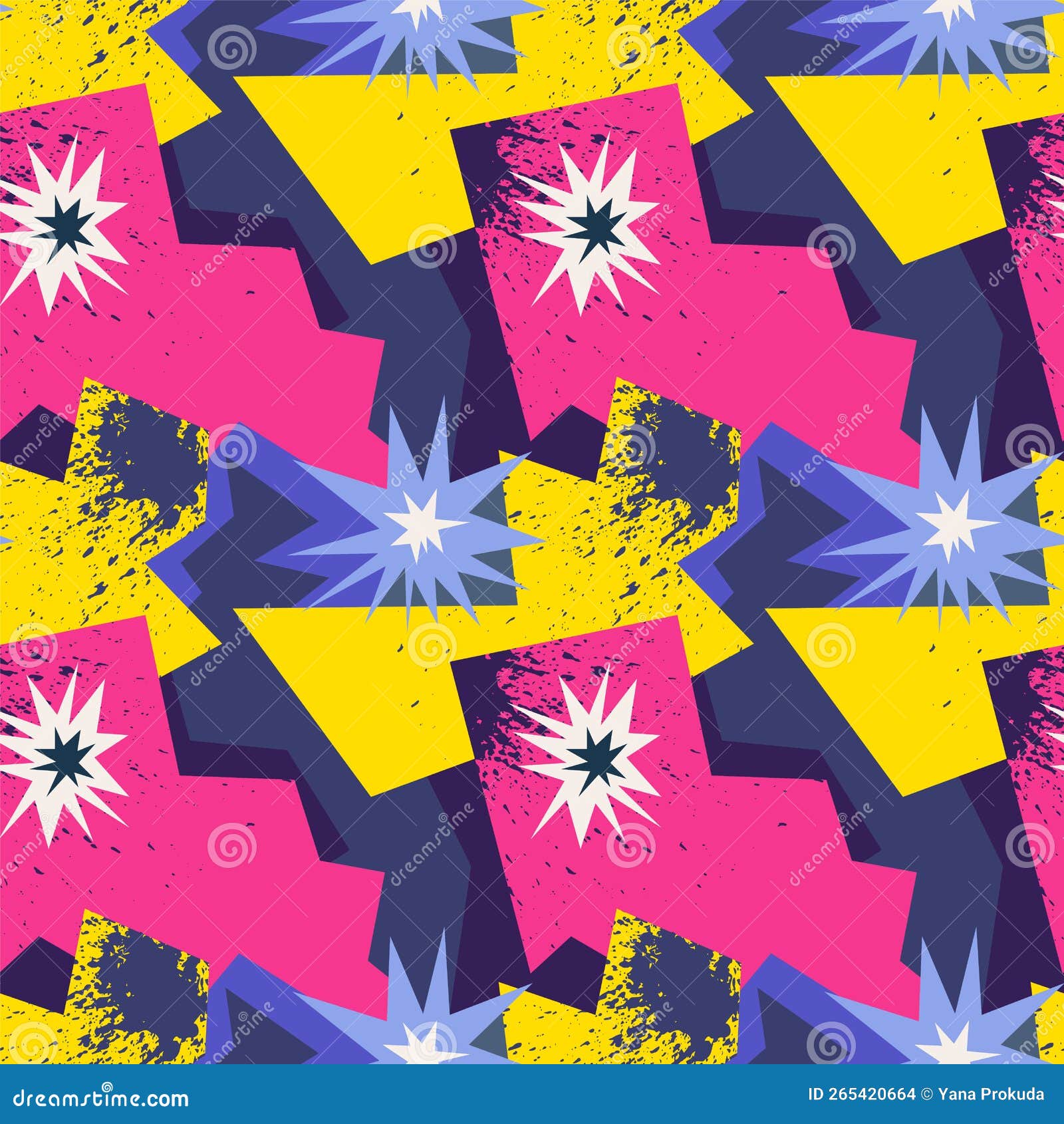 Seamless Geometry Pattern with Curved Elements and Stars Stock Vector ...