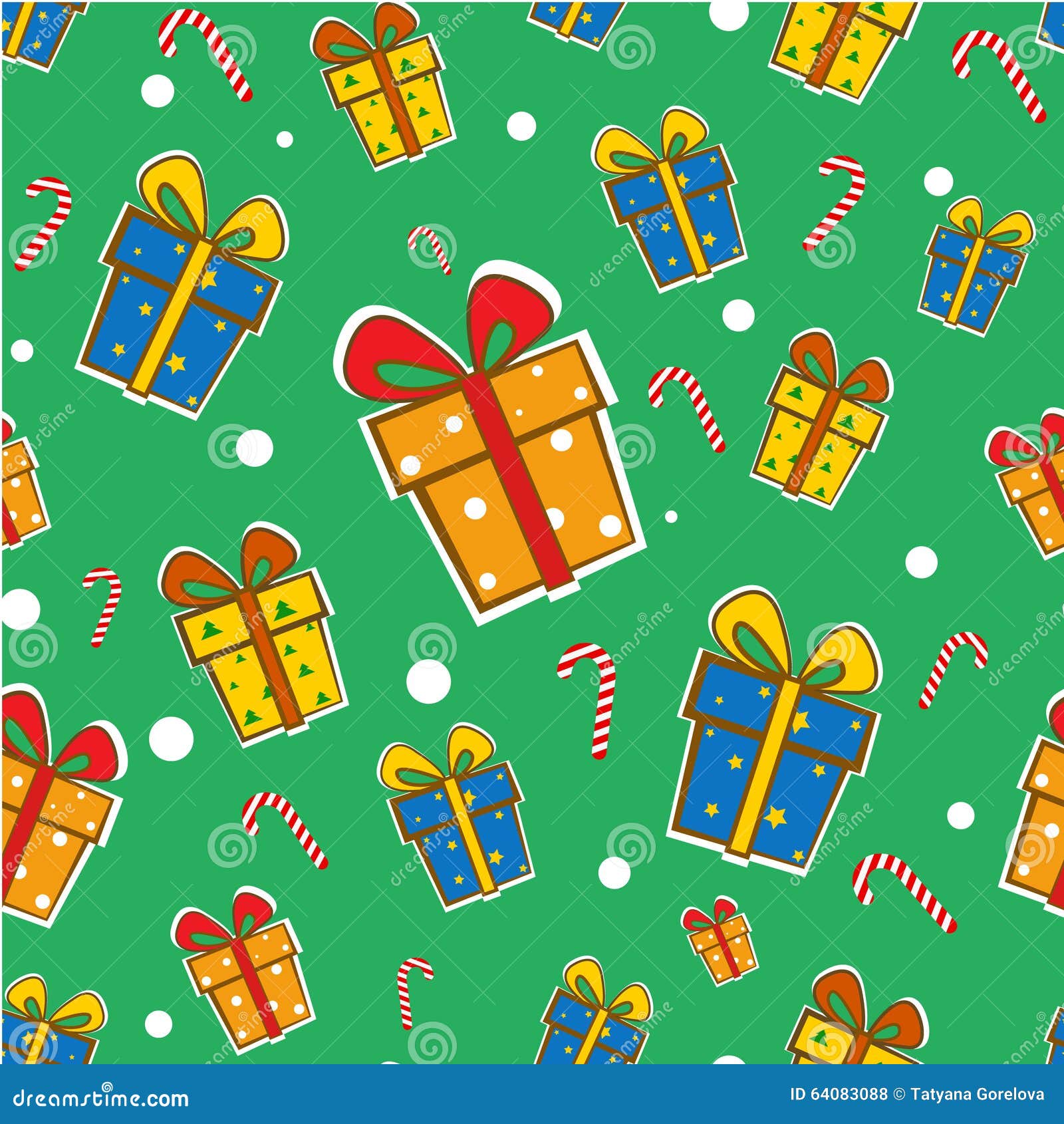 Seamless Gift Pattern on Green Background Stock Vector - Illustration ...