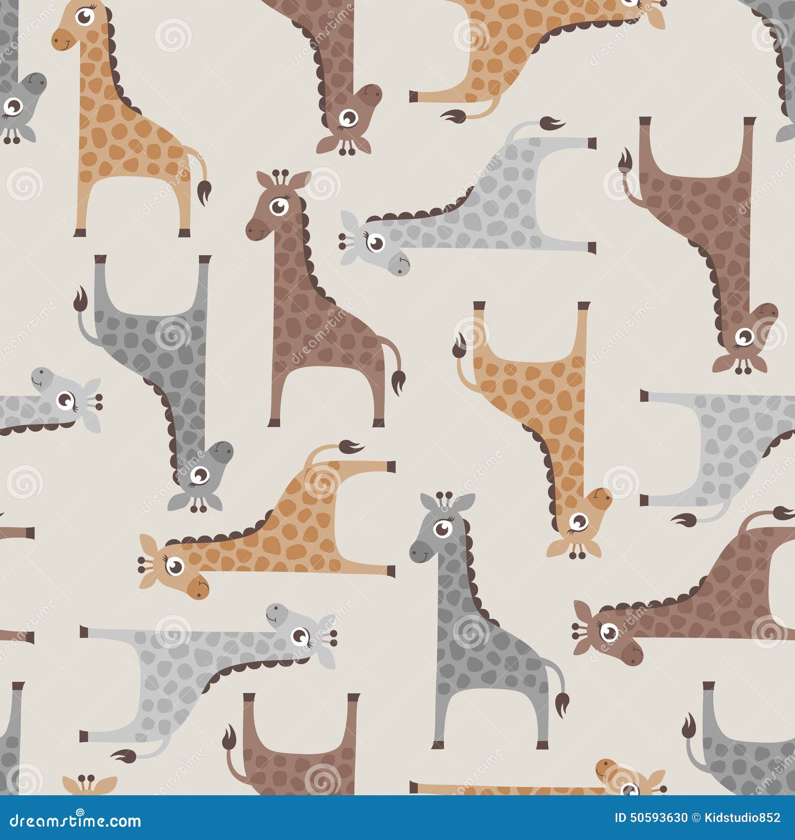Seamless Giraffe Cartoon Pattern Stock Vector - Illustration of love ...