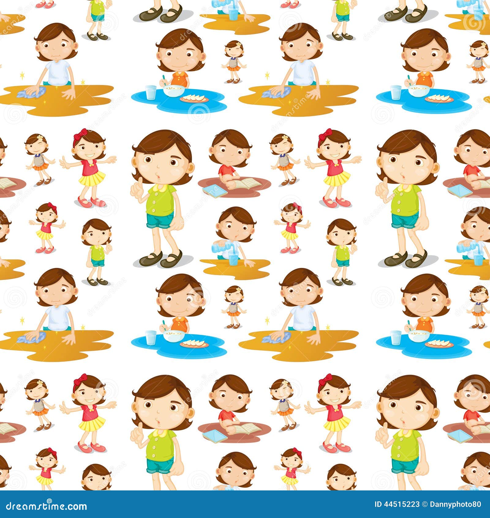 Seamless girl stock illustration. Illustration of studying - 44515223