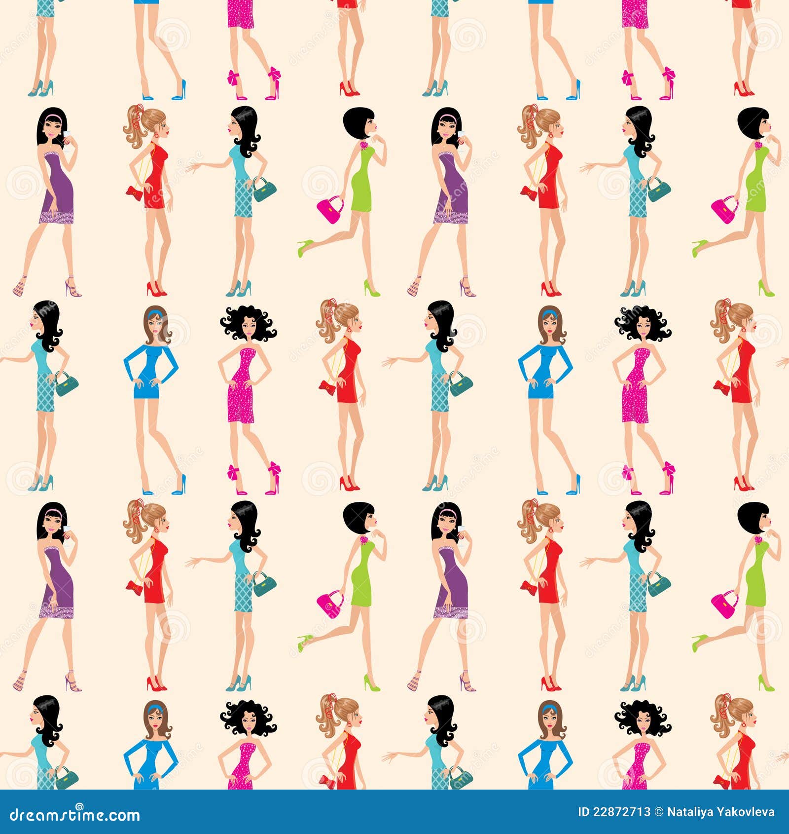 Seamless girls pattern. stock vector. Illustration of people - 22872713