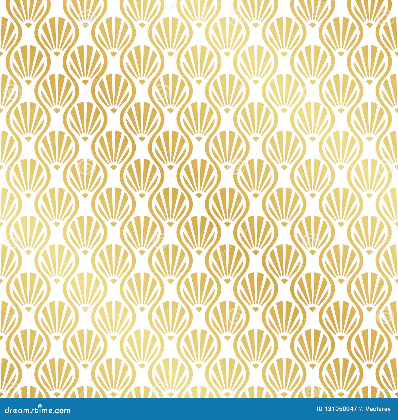 Seamless Gold Art Deco Shell Pattern Stock Illustration - Illustration ...