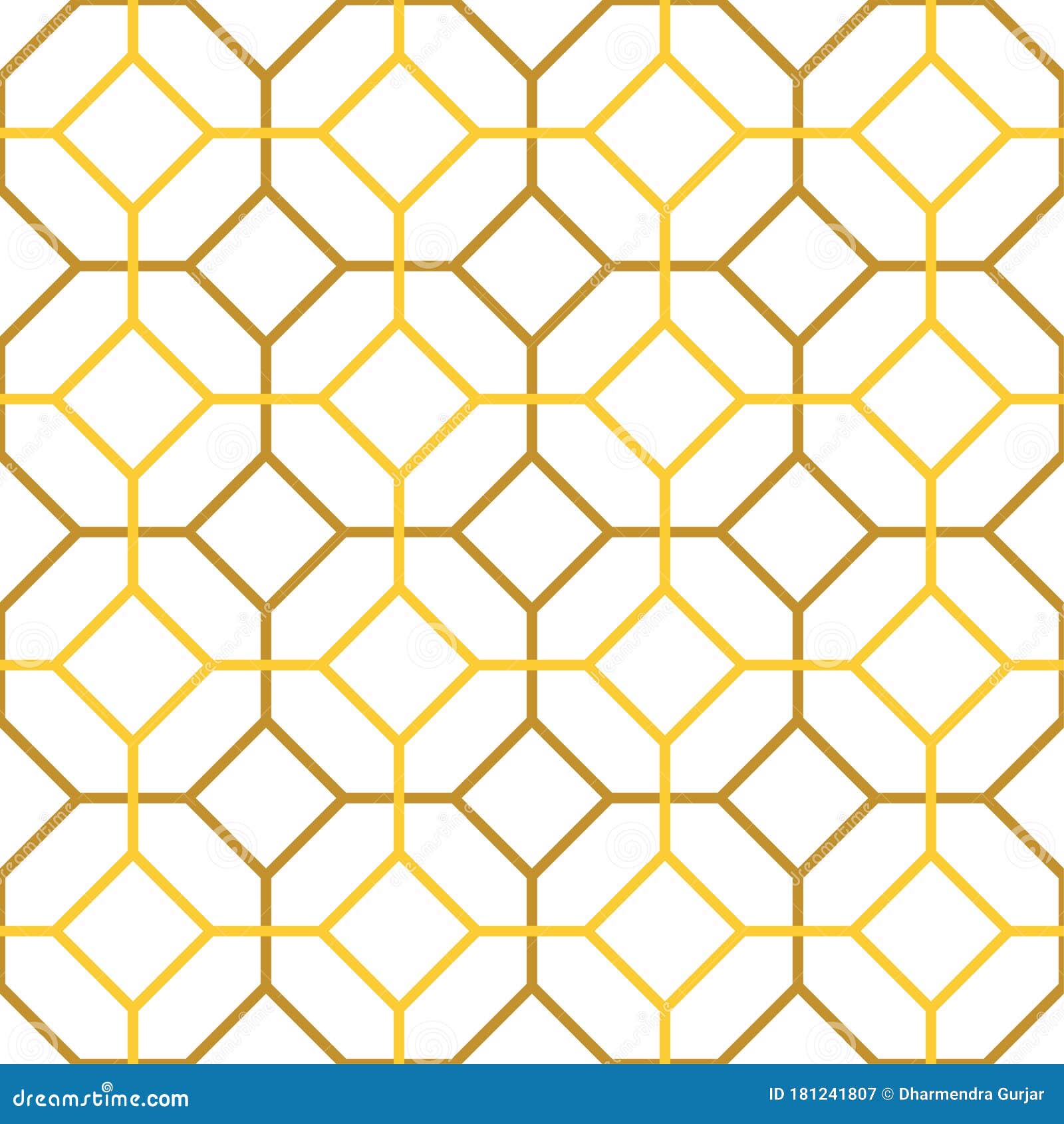 Seamless Gold and Brown Octagon and Square Linear Pattern Stock Vector ...