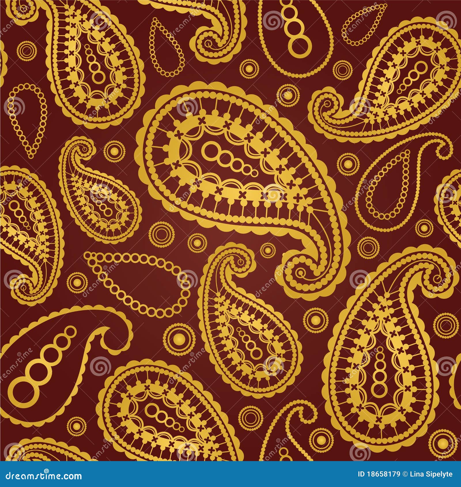 Seamless Gold and Brown Paisley Pattern Stock Vector - Illustration of ...
