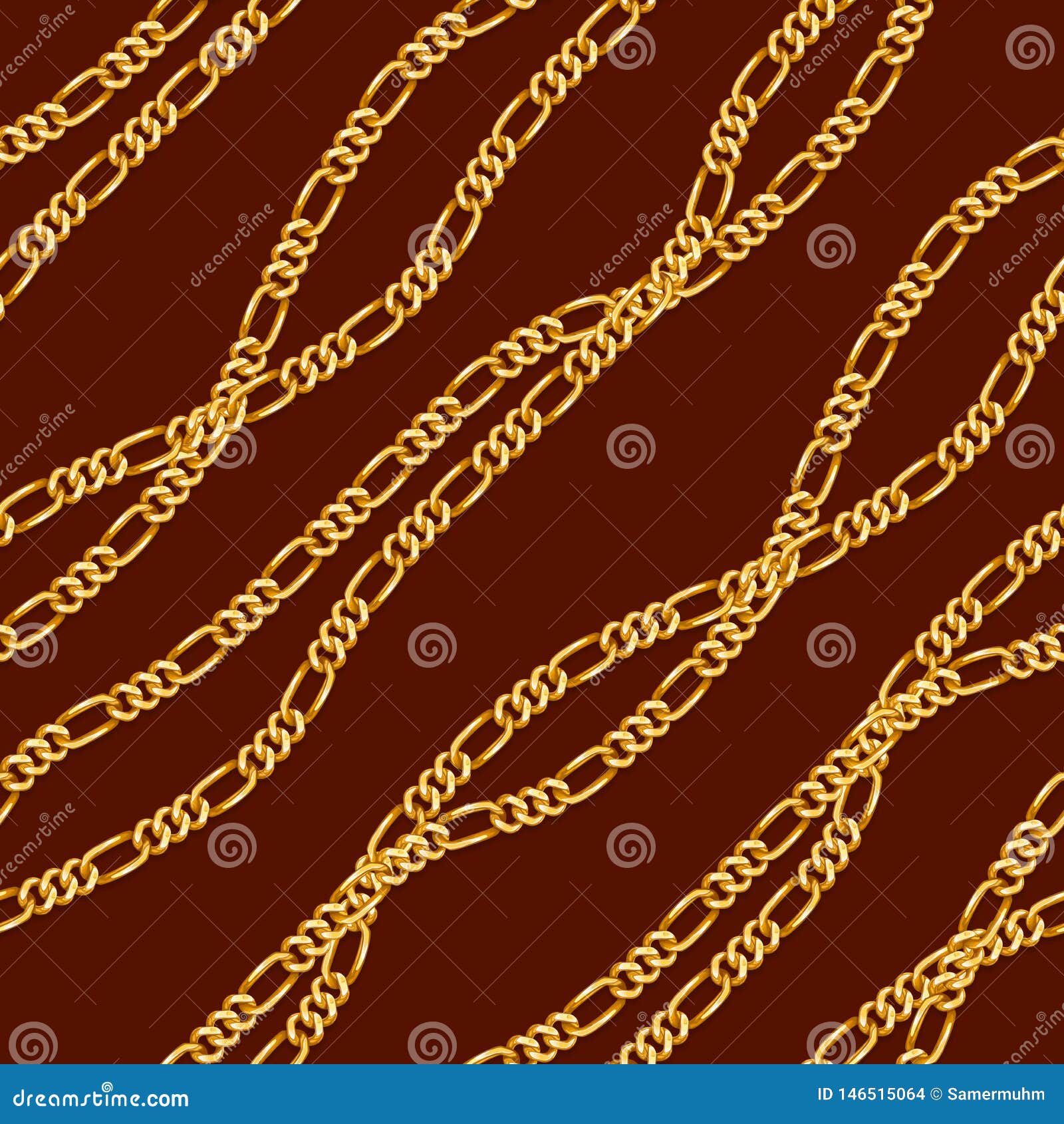 Seamless Gold Chains Pattern. Repeat Design. Stock Illustration ...