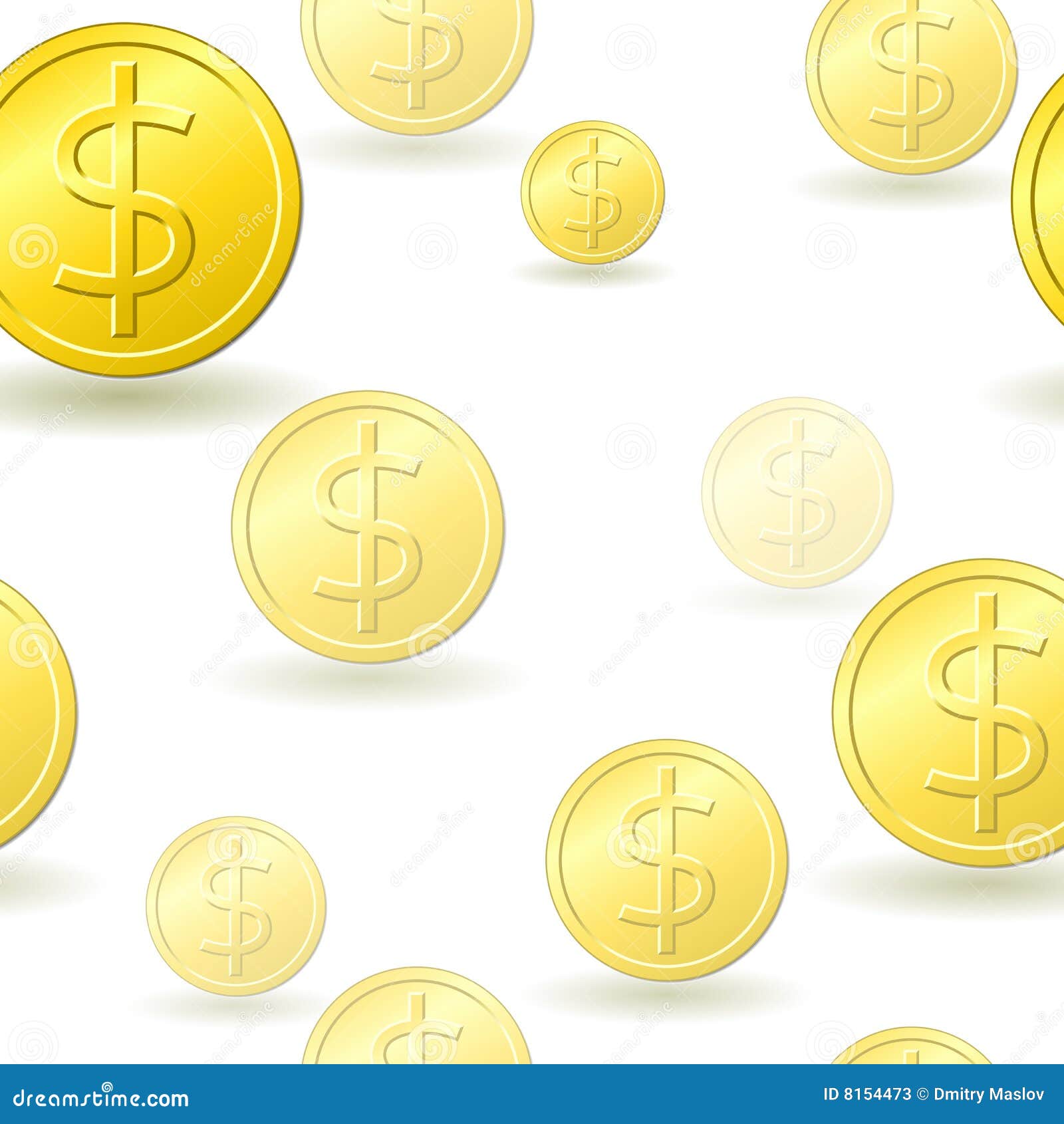 Seamless Gold Dollar Coin Pattern Stock Vector - Illustration of bank ...