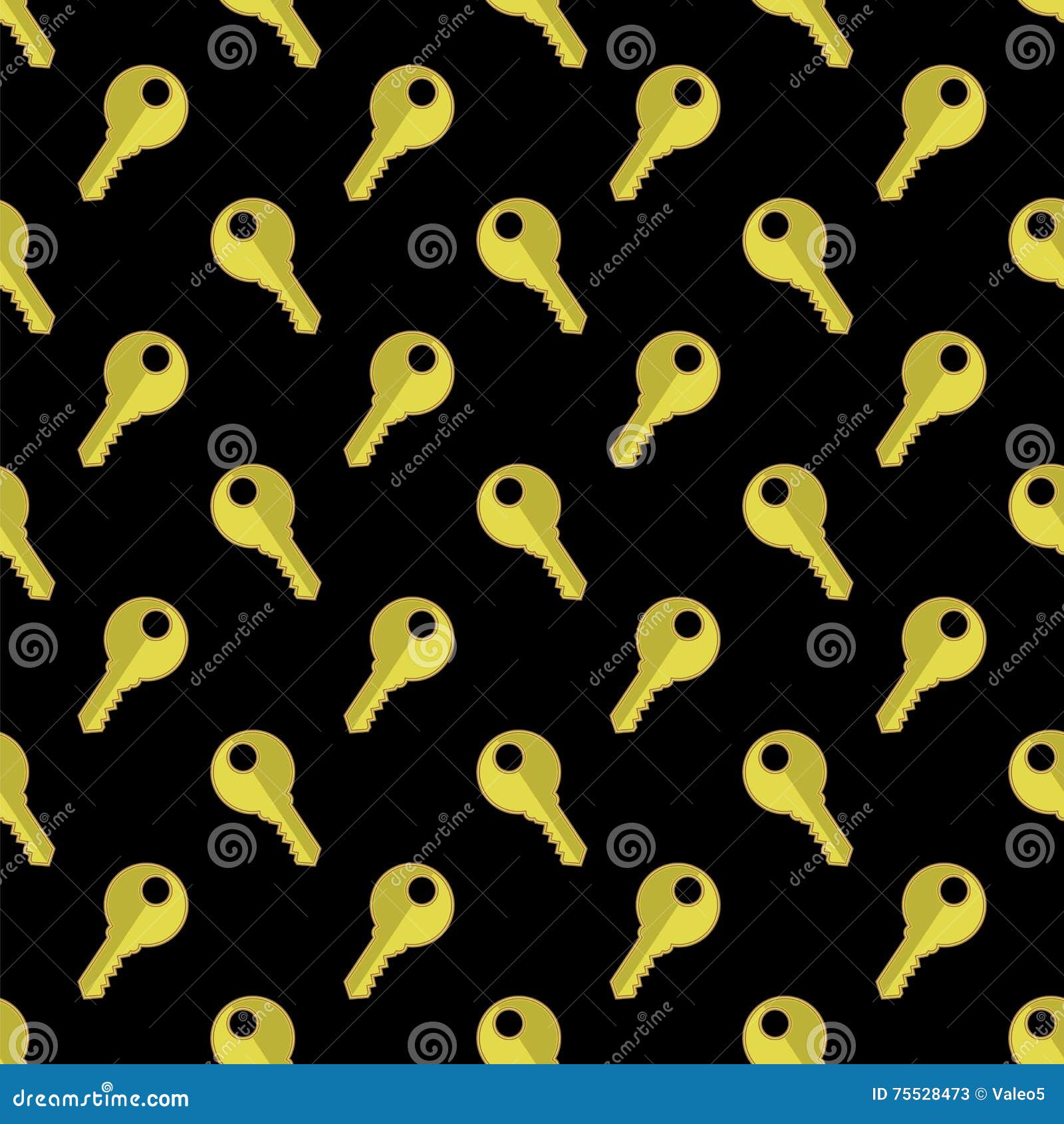 Seamless Gold Key Pattern stock vector. Illustration of chrome - 75528473