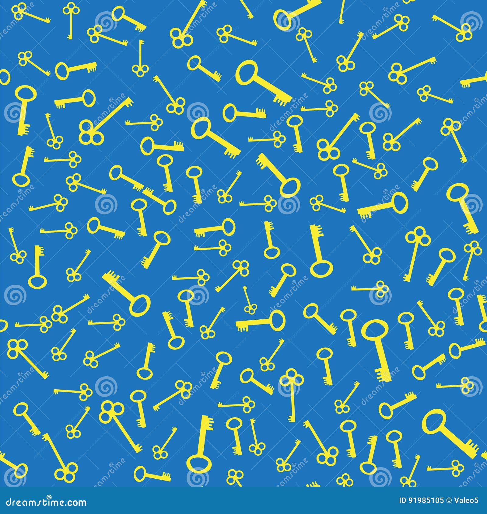 Seamless Gold Keys Pattern stock vector. Illustration of pattern - 91985105