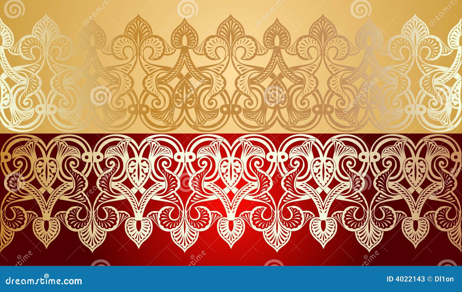 Seamless Gold Lace on Red stock vector. Illustration of ornate - 4022143