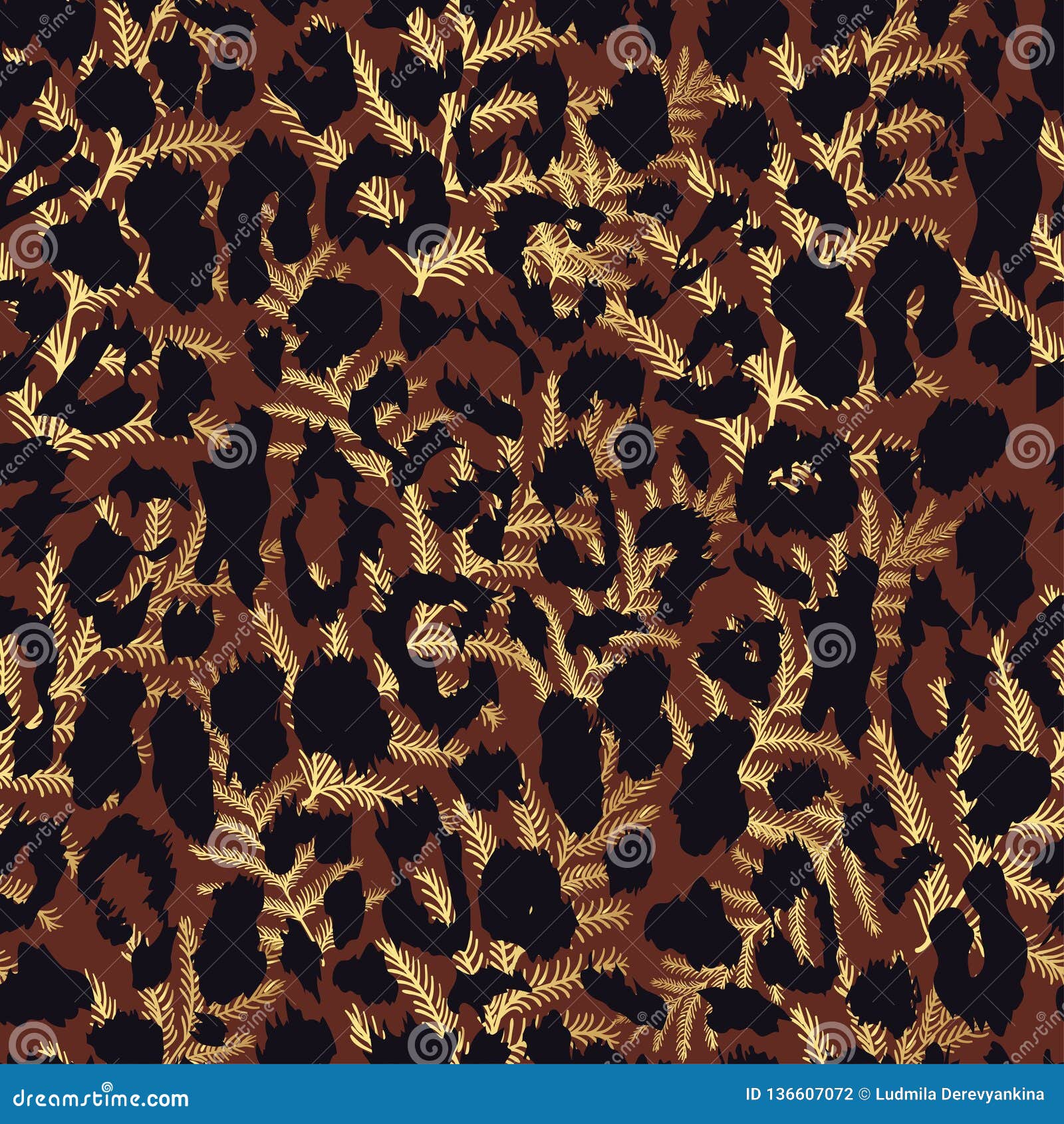 Seamless Gold Leopard Print. Vector Pattern, Texture, Background Stock ...