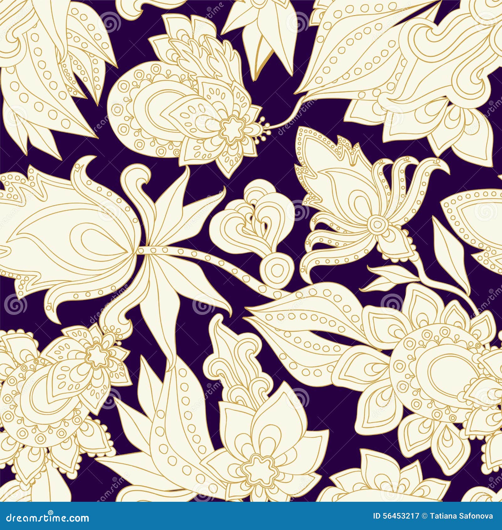 Seamless Gold Paisley Pattern.orient Design. Illustration Stock Vector ...